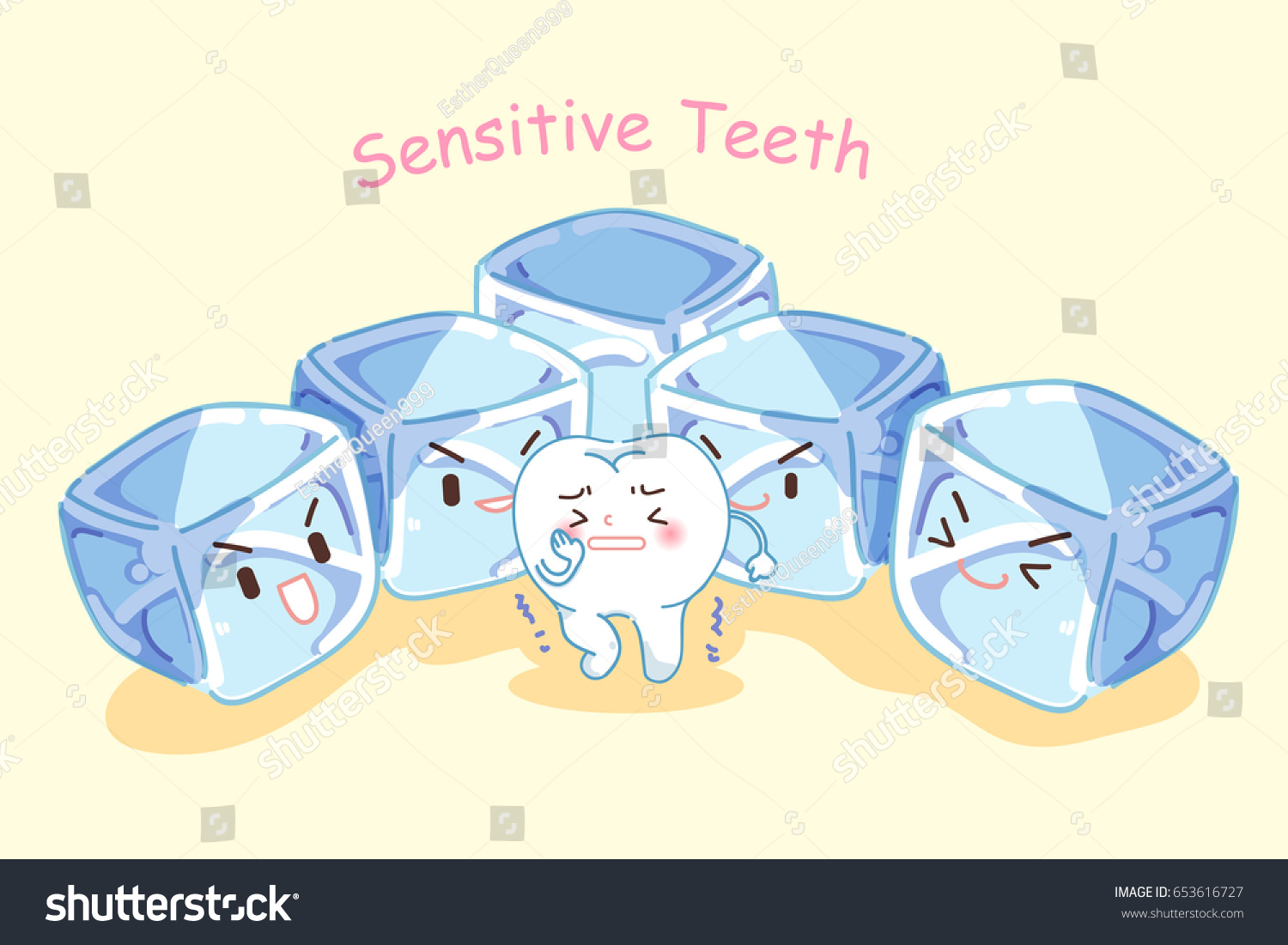 Cute Cartoon Tooth Feel Afraid Sensitive Stock Vector (Royalty Free ...