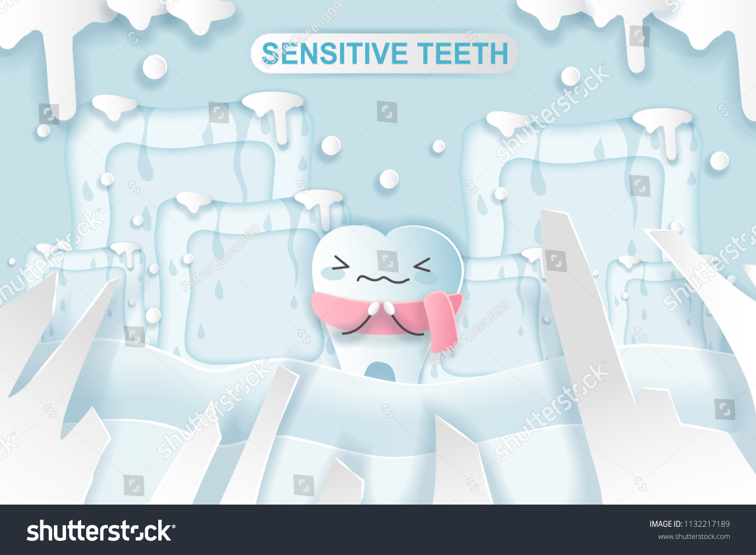 Cute Cartoon Tooth Feel Bad Sensitive Stock Vector (Royalty Free ...