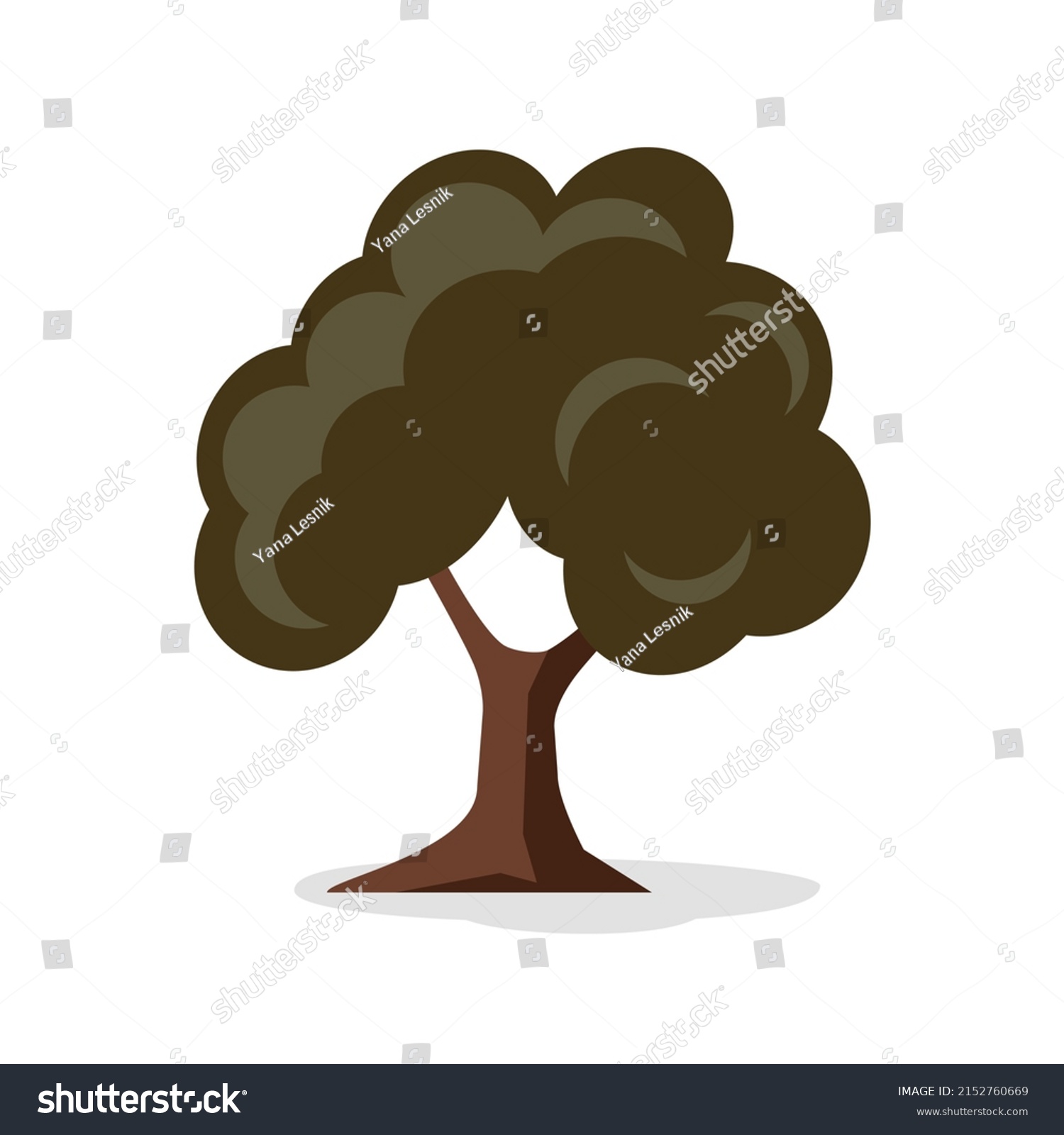 Cute Cartoon Tree Isolated Vector Illustration Stock Vector (Royalty ...