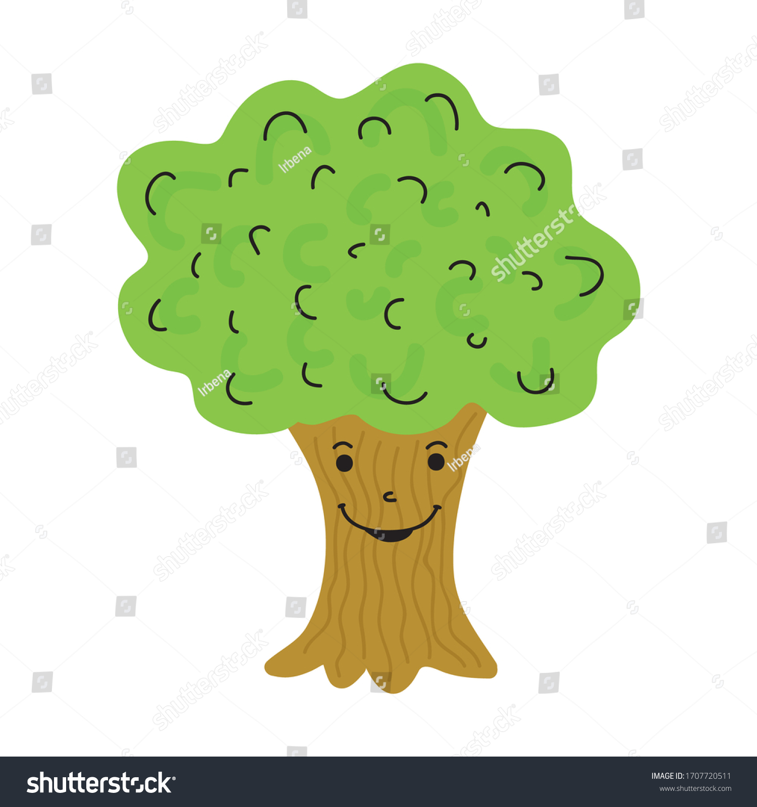Cute Cartoon Tree Vector Illustration Stock Vector (Royalty Free ...