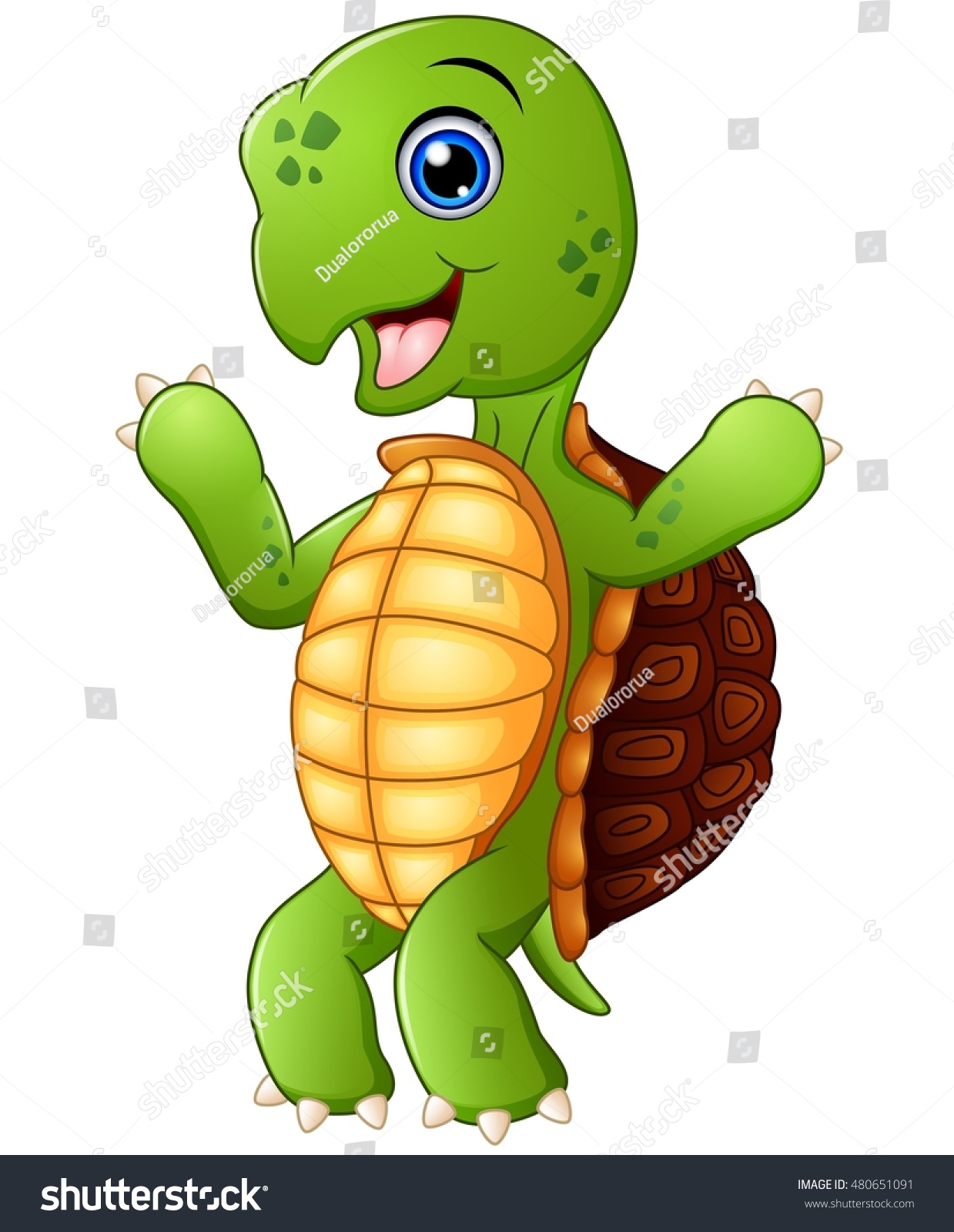 Cute Cartoon Turtle Standing Vector Illustration: เวกเตอร์สต็อก (ปลอด ...