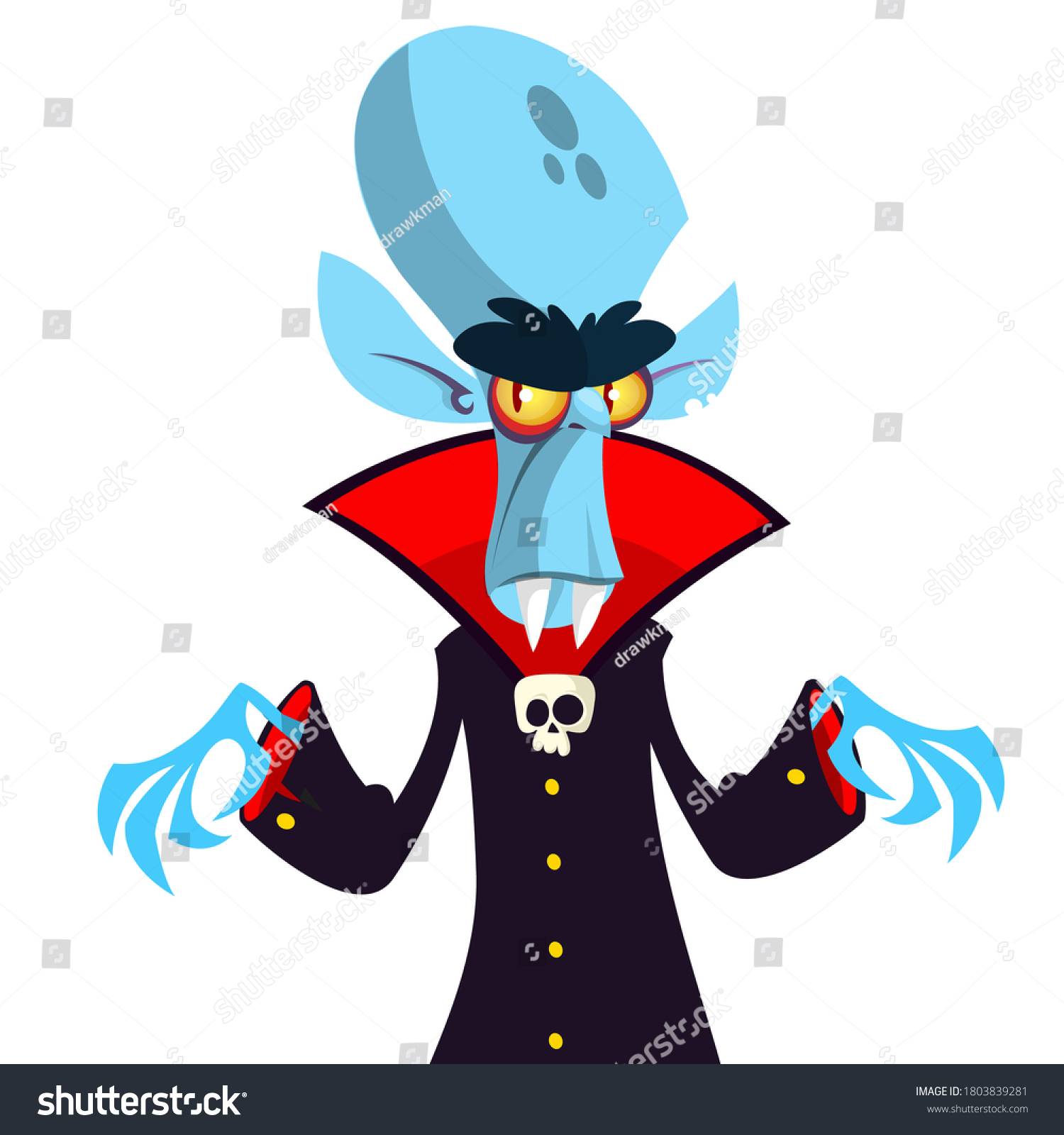Cute Cartoon Vampire Smiling Vector Illustration Stock Vector (Royalty ...