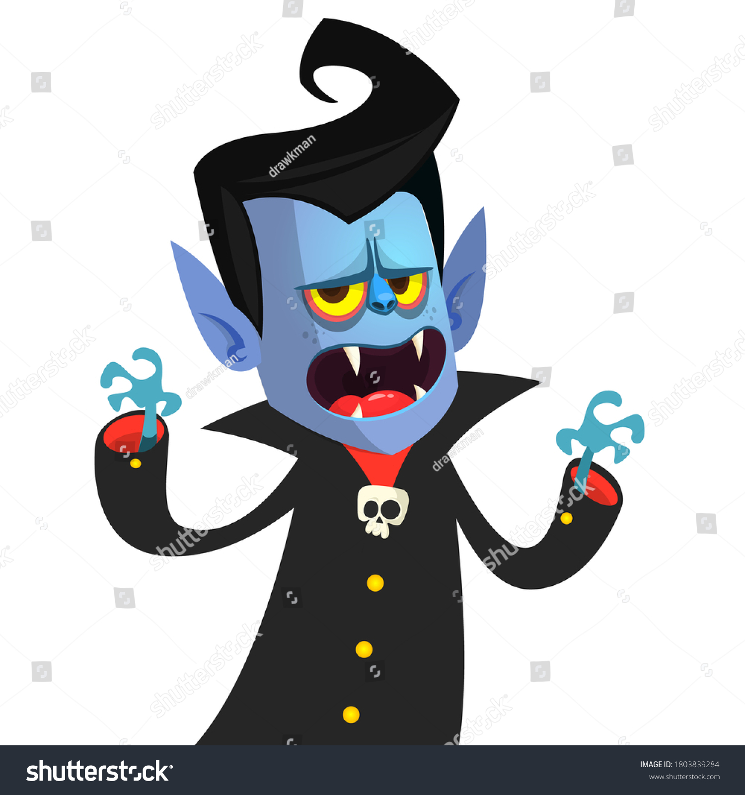 Cute Cartoon Vampire Smiling Vector Illustration: เวกเตอร์สต็อก (ปลอด ...