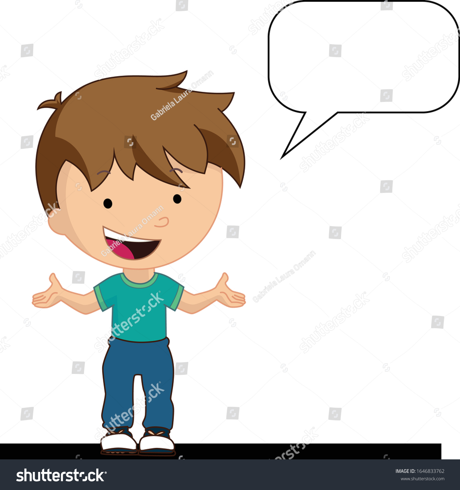 Cute Cartoon Vector Boy Talking Dialog Stock Vector (Royalty Free ...