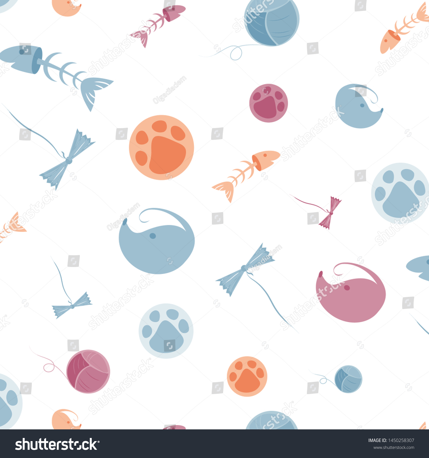 Cute Cartoon Vector Kittens Cats Attributes Stock Vector (Royalty Free ...