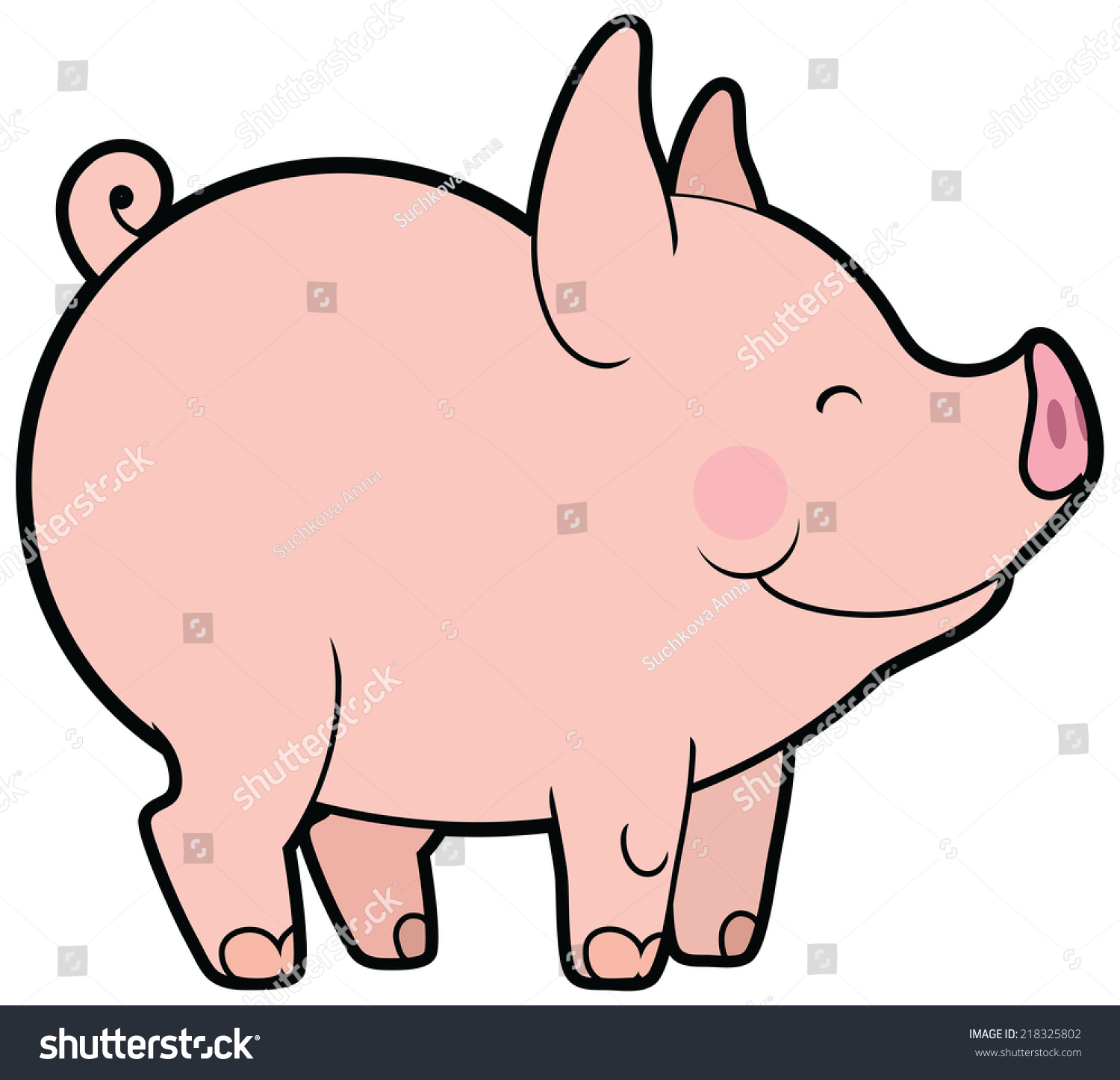 Cute Cartoon Vector Little Pig 스톡 벡터(로열티 프리) 218325802 | Shutterstock