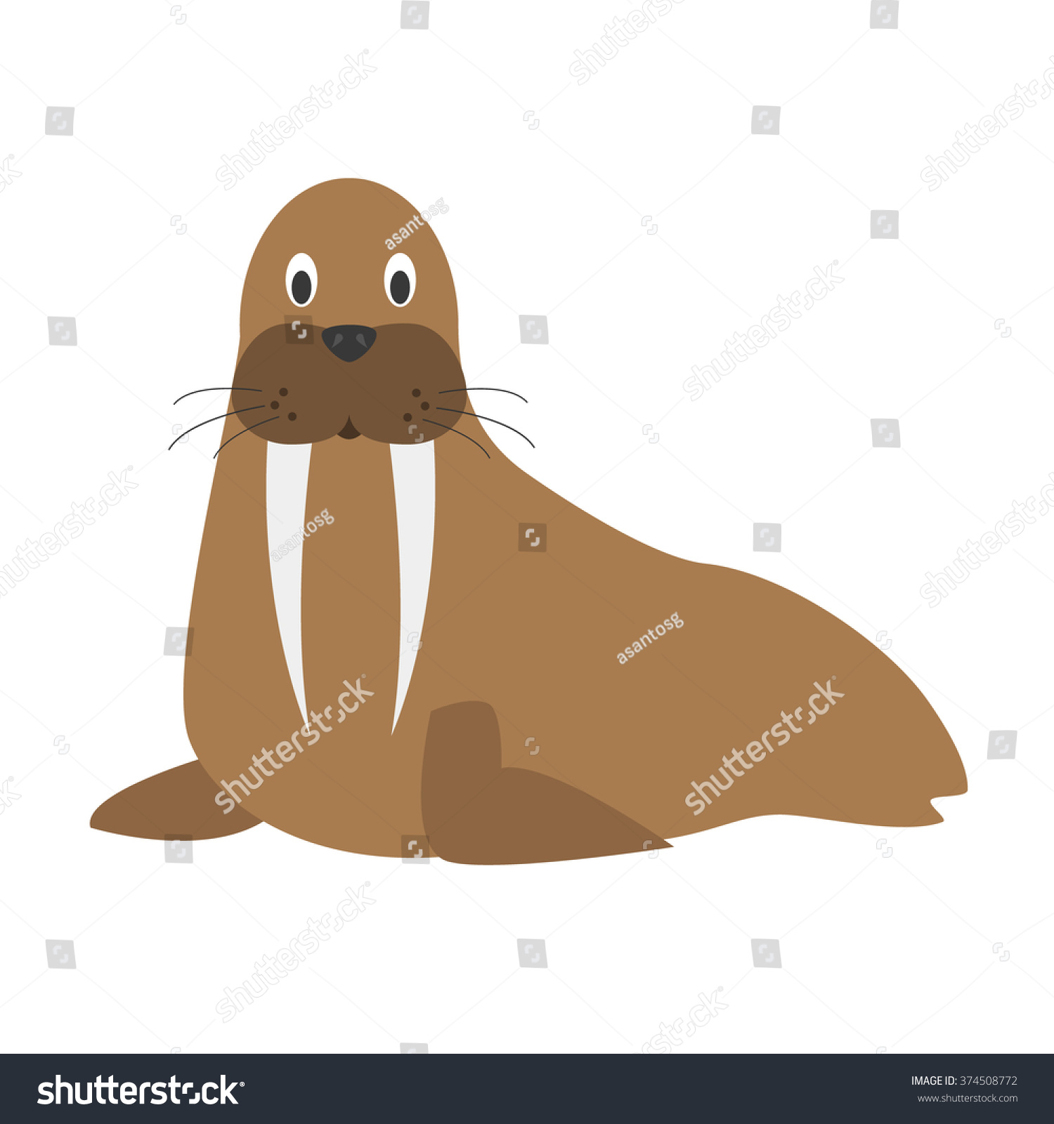 Cute Cartoon Walrus Vector Illustration Stock Vector (Royalty Free ...