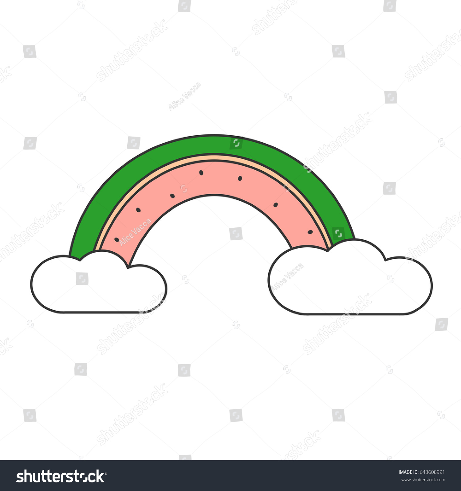 Cute Cartoon Watermelon Rainbow Vector Illustration Stock Vector ...