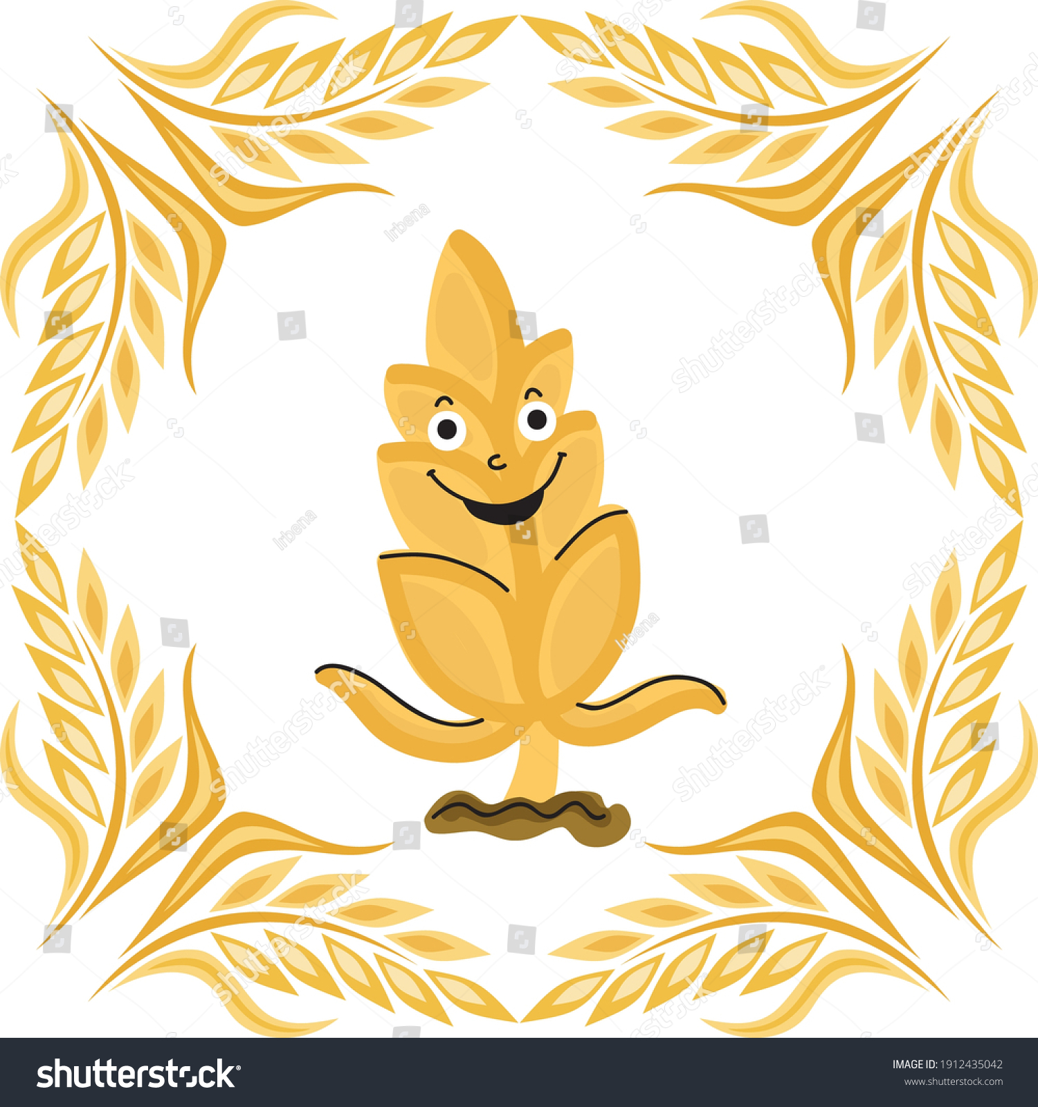 Cute Cartoon Wheat Vector Illustration Stock Vector (Royalty Free ...