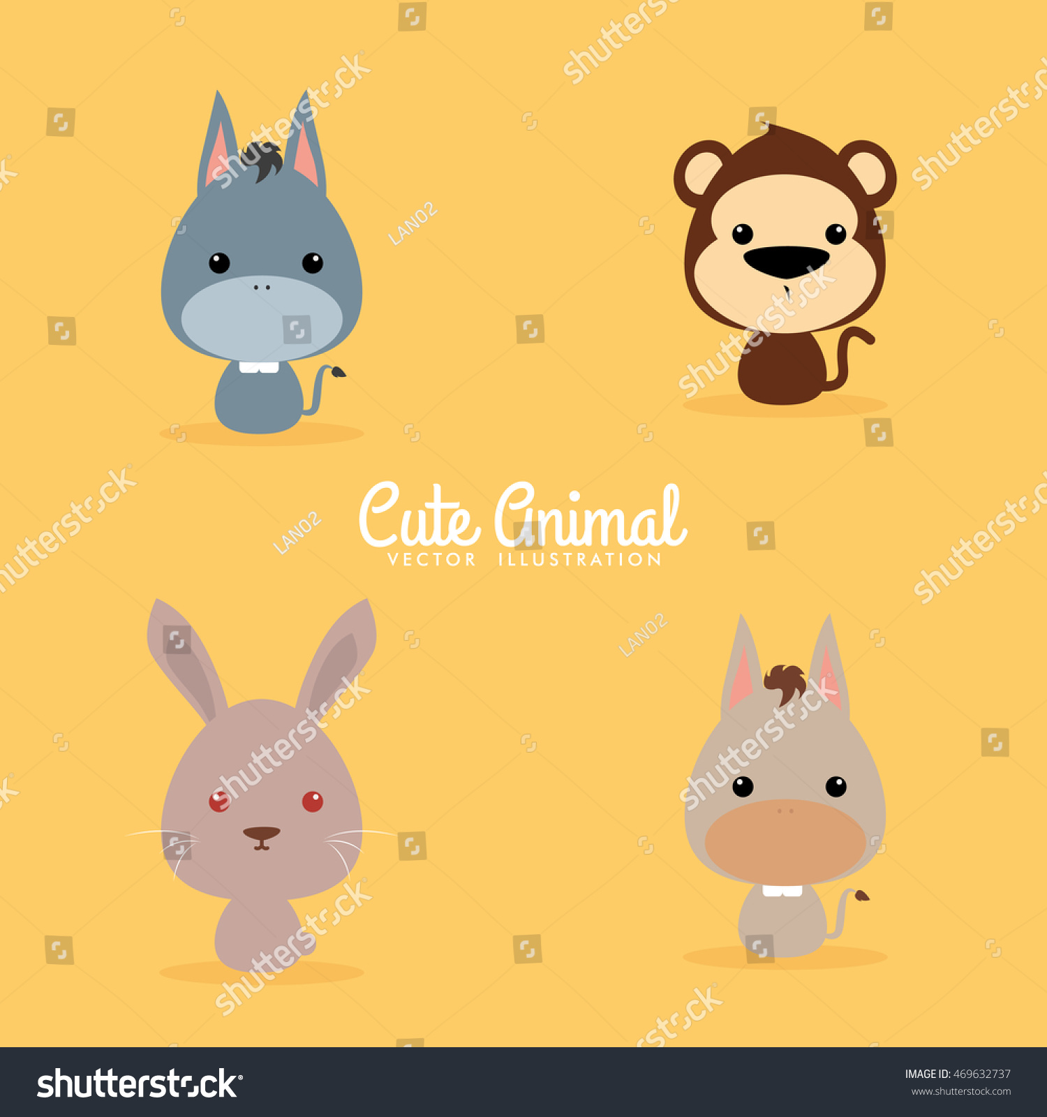 Cute Cartoon Wild Animals: เวกเตอร์สต็อก (ปลอดค่าลิขสิทธิ์) 469632737