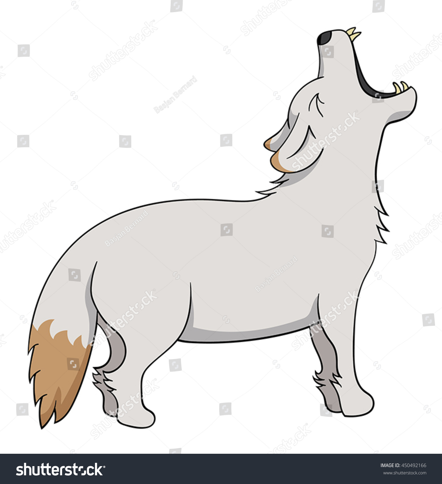 Cute Cartoon Wolf Howling Stock Vector (Royalty Free) 450492166 ...