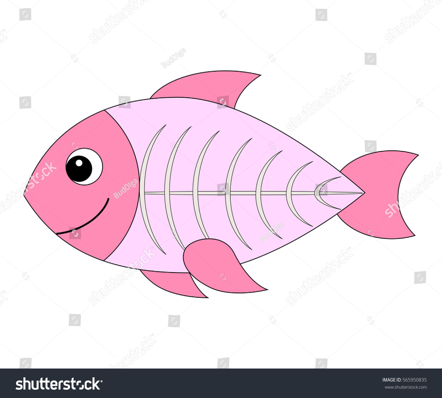 Cute Cartoon Xray Fish Stock Vector (Royalty Free) 565950835