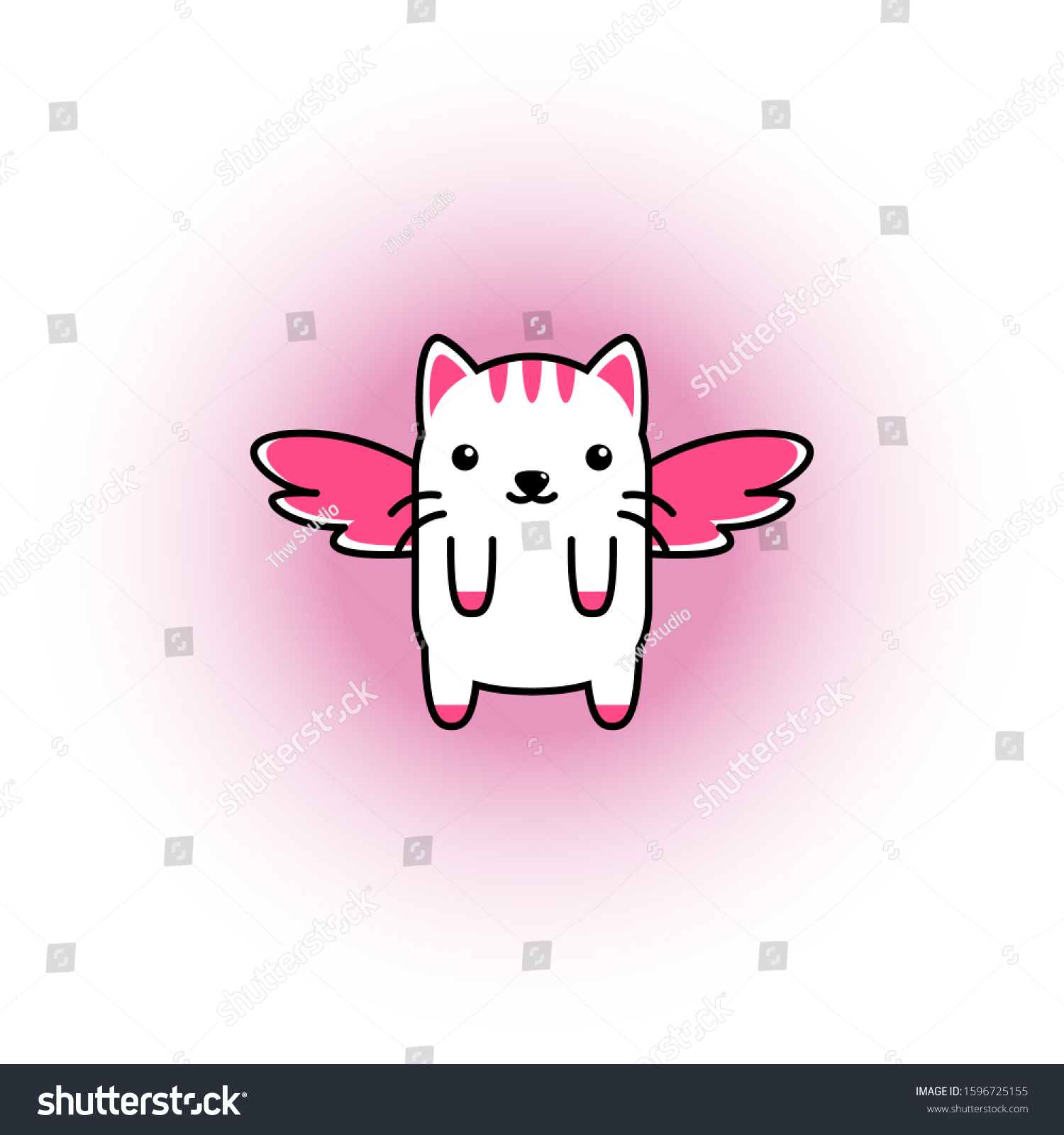 Cute Cat Angel Vector Design Stock Vector (Royalty Free) 1596725155