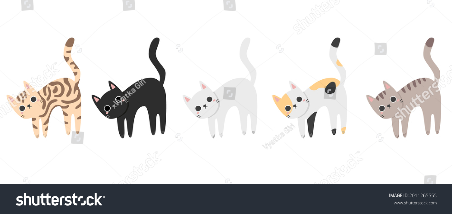 Cute Cat Arched Back Vector Illustration Stock Vector (Royalty Free ...
