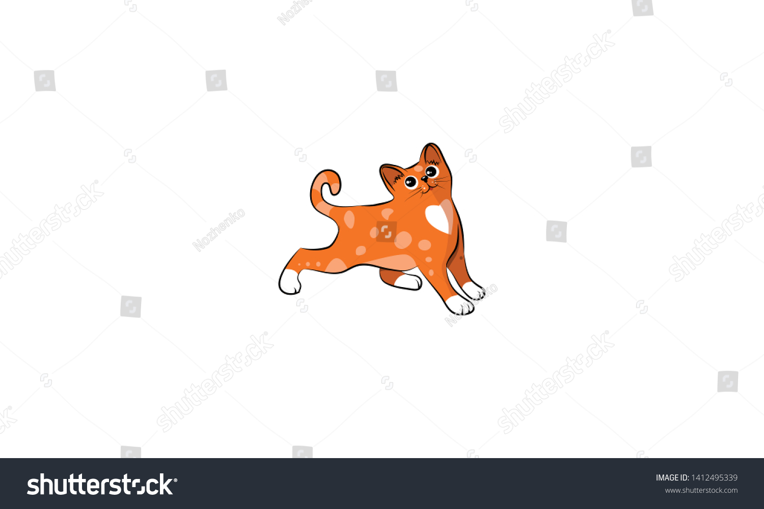Cute Cat Arches Her Back Vector Stock Vector (Royalty Free) 1412495339 ...