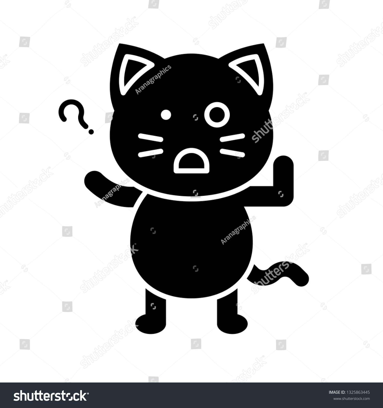 Cute Cat Avatar Vector Illustration Solid Stock Vector (Royalty Free ...