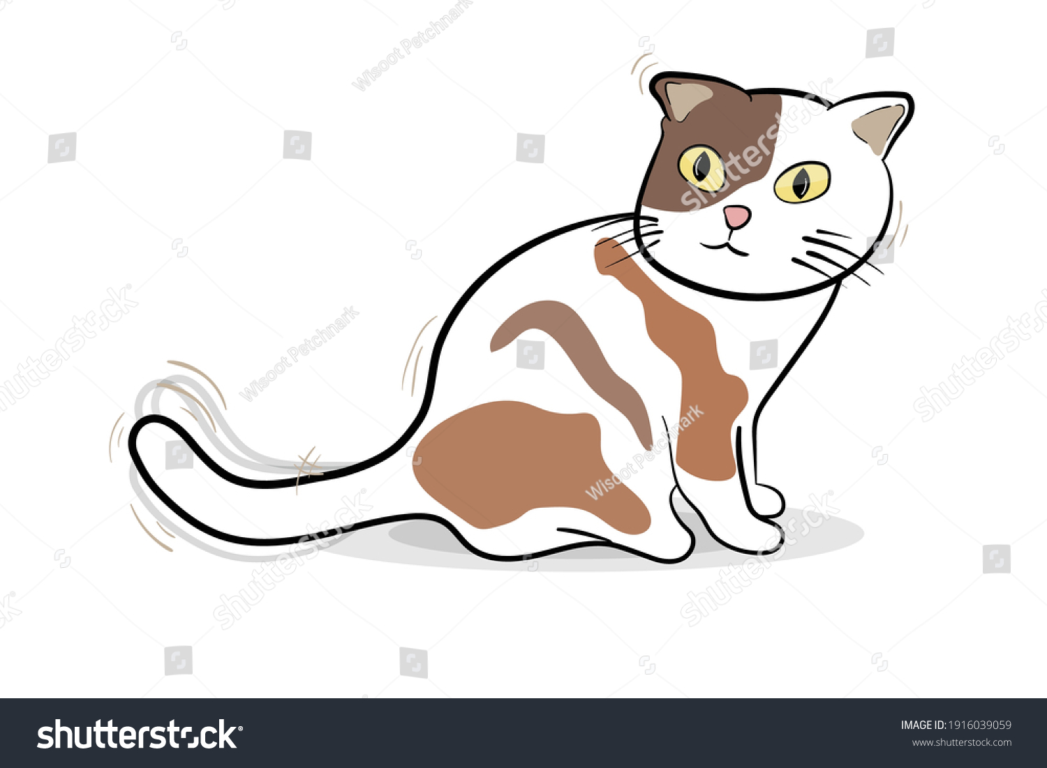 Cute Cat Cartoon Isolated Vector Tail Stock Vector (Royalty Free ...
