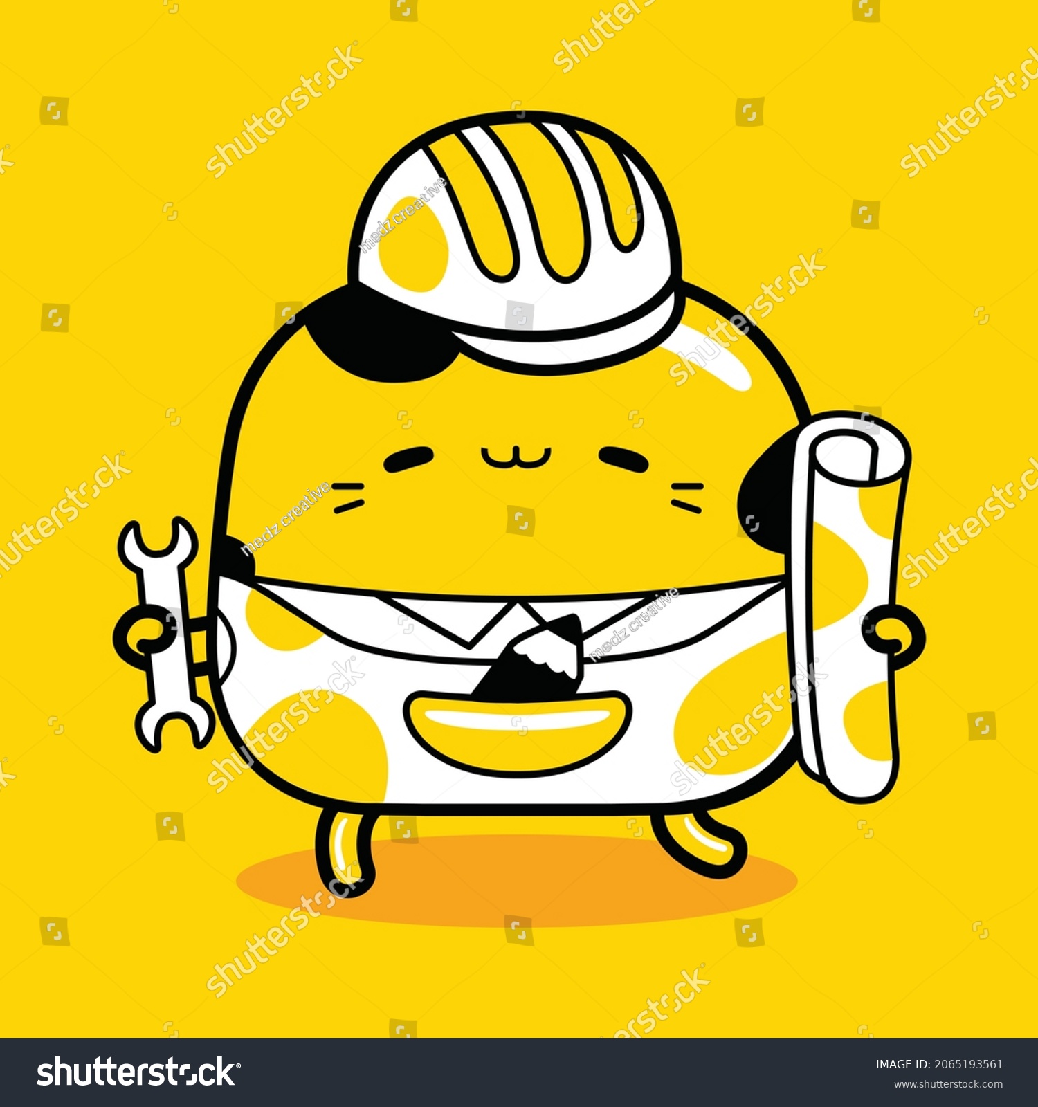Cute Cat Character Engineer Profession Stock Vector (Royalty Free ...