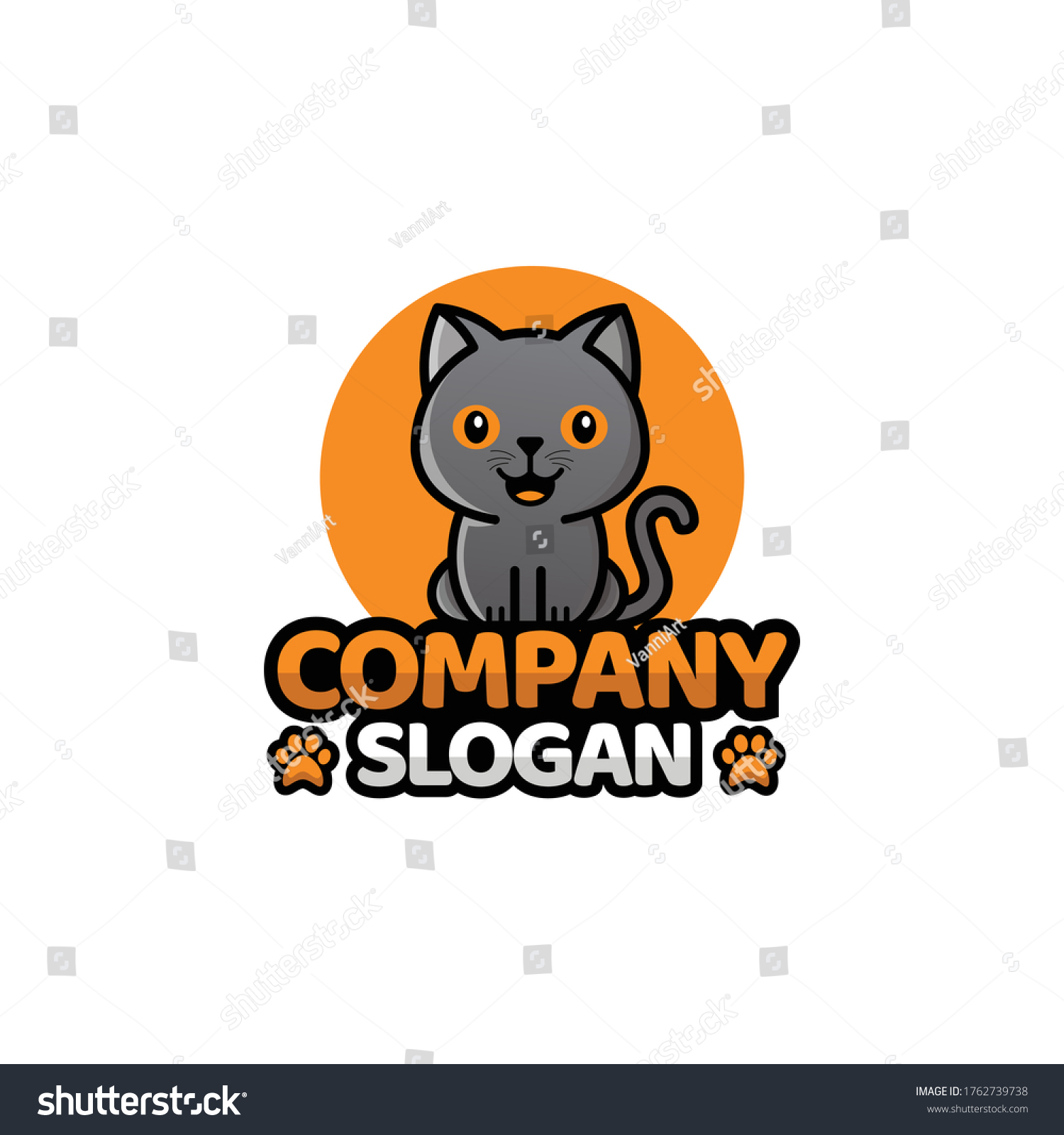 Cute Cat Character Logo Design Stock Vector (Royalty Free) 1762739738 ...