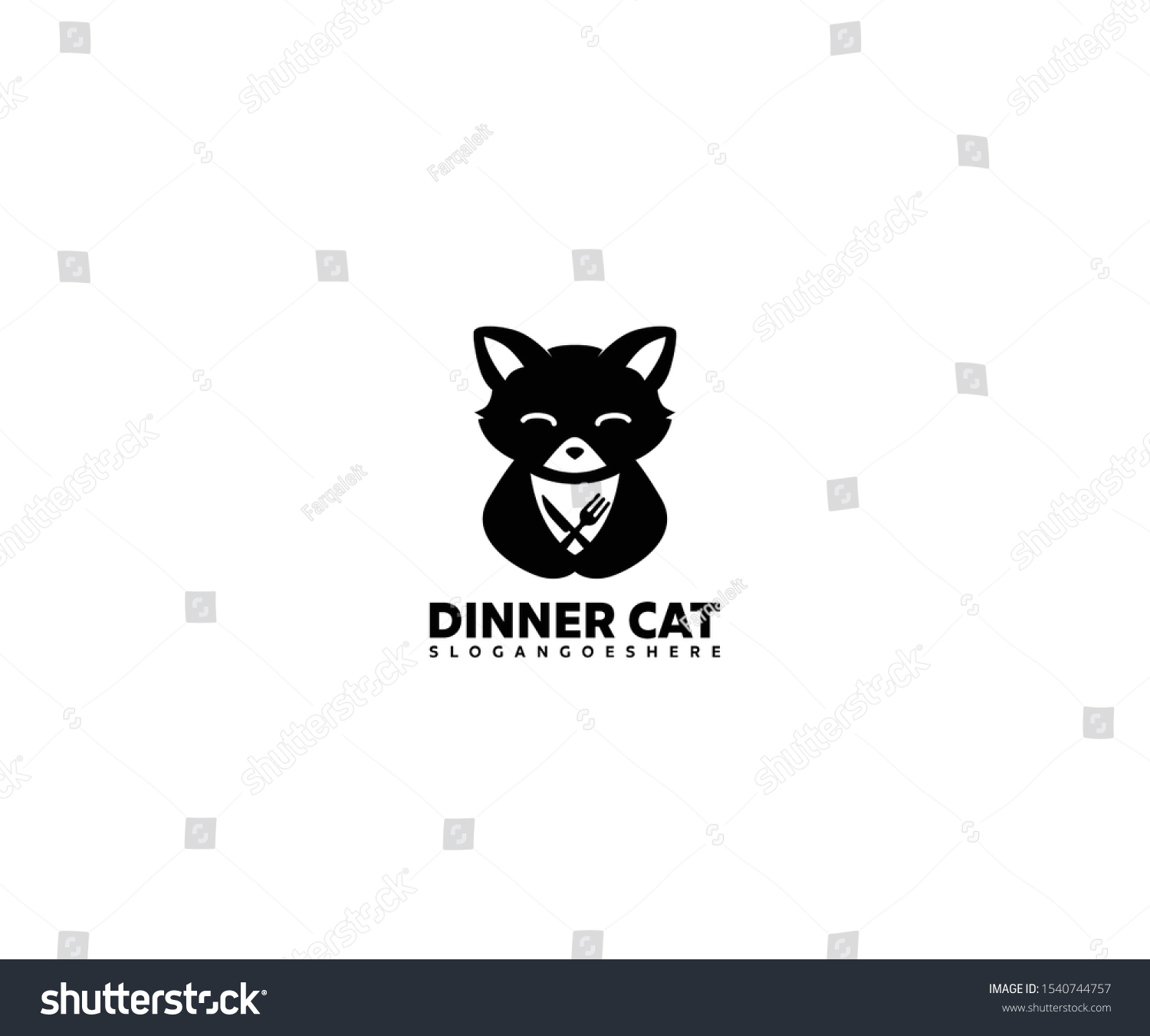 Cute Cat Dinner Knife Fork Logo Stock Vector (Royalty Free) 1540744757 ...