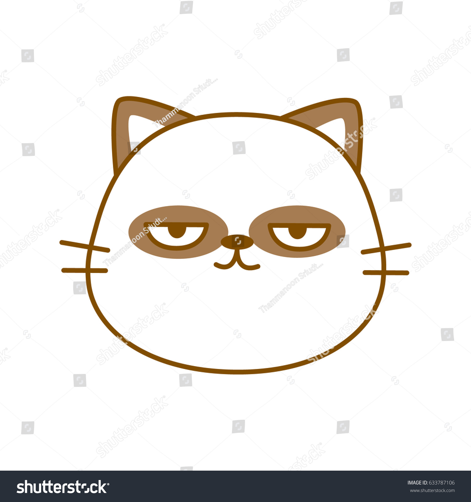 Cute Cat Face Isolated Vector Cartoon Stock Vector (Royalty Free ...