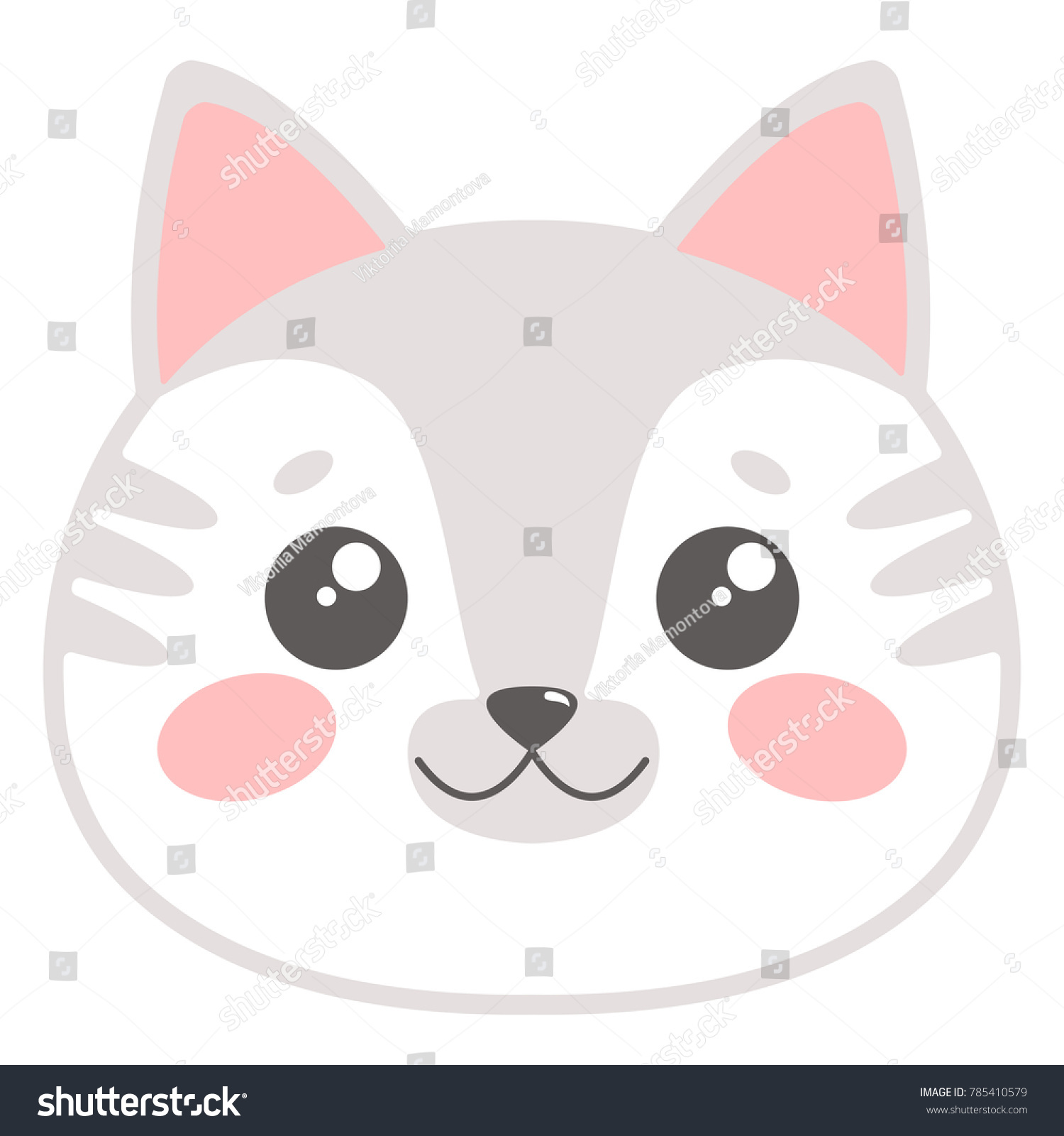 Cute Cat Face Vector Illustration Stock Vector (Royalty Free) 785410579 ...