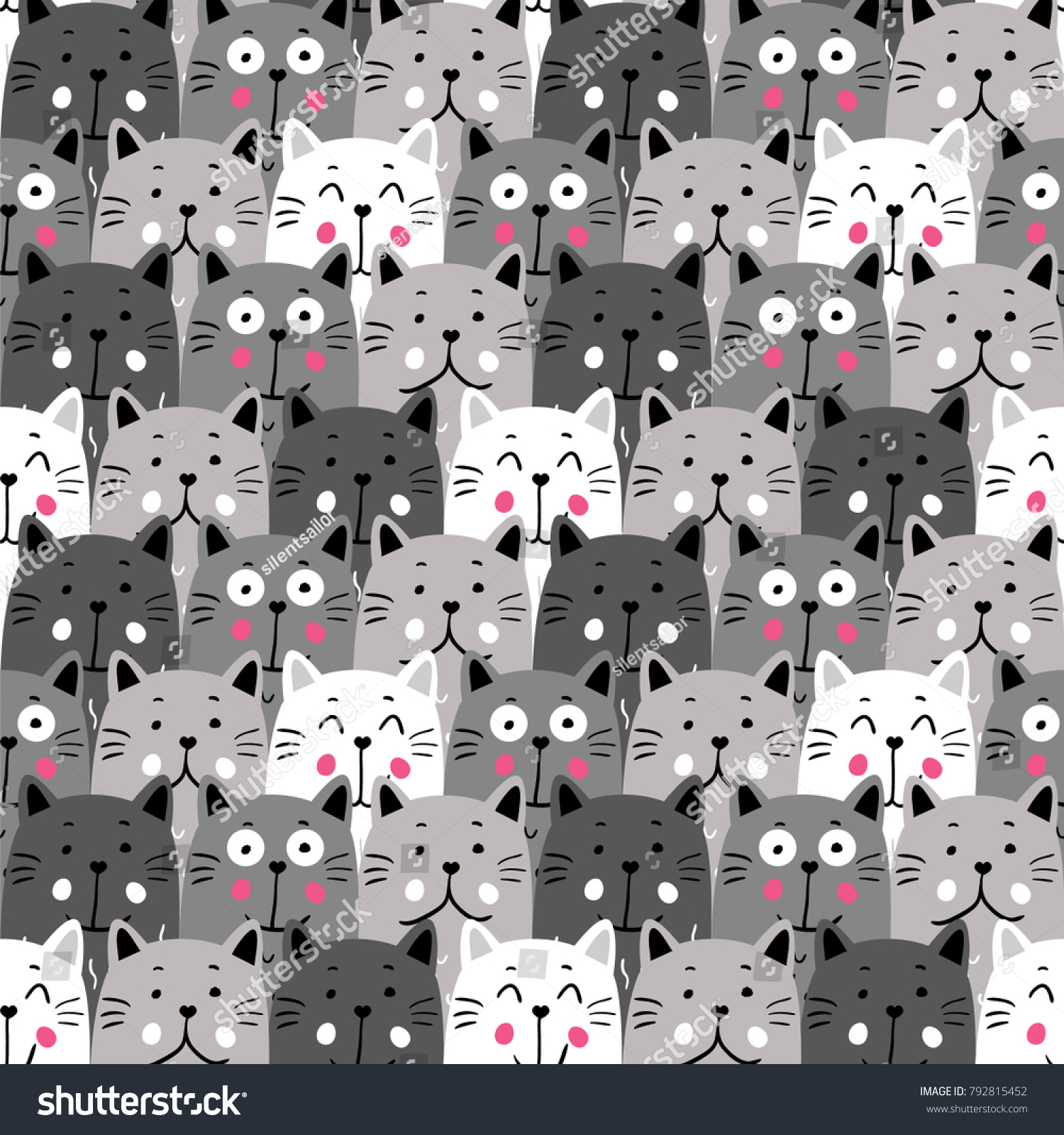 Cute Cat Kitten Seamless Texture Patten Stock Vector (Royalty Free ...