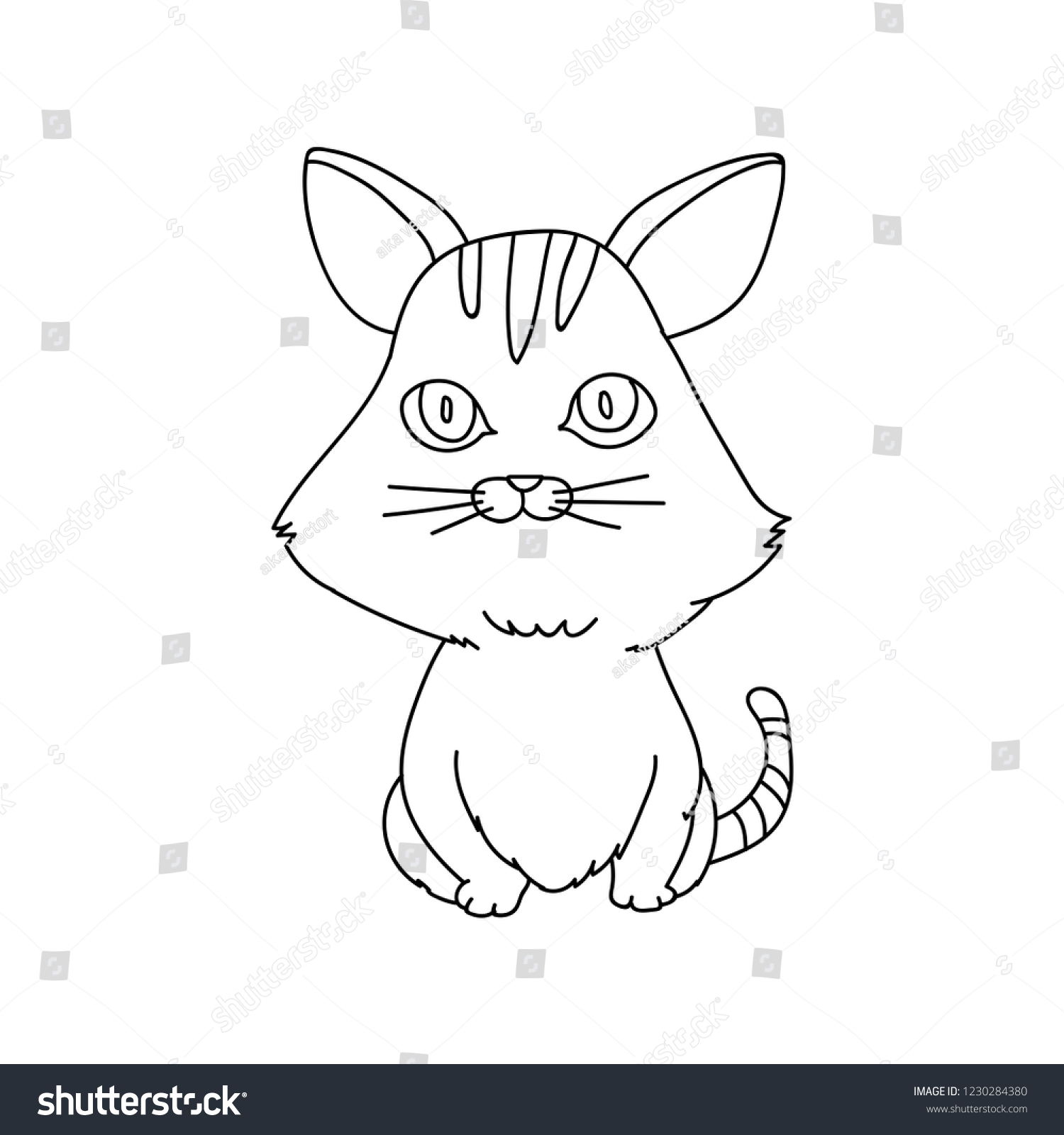 Cute Cat Line Art Vector Stock Vector (Royalty Free) 1230284380 ...