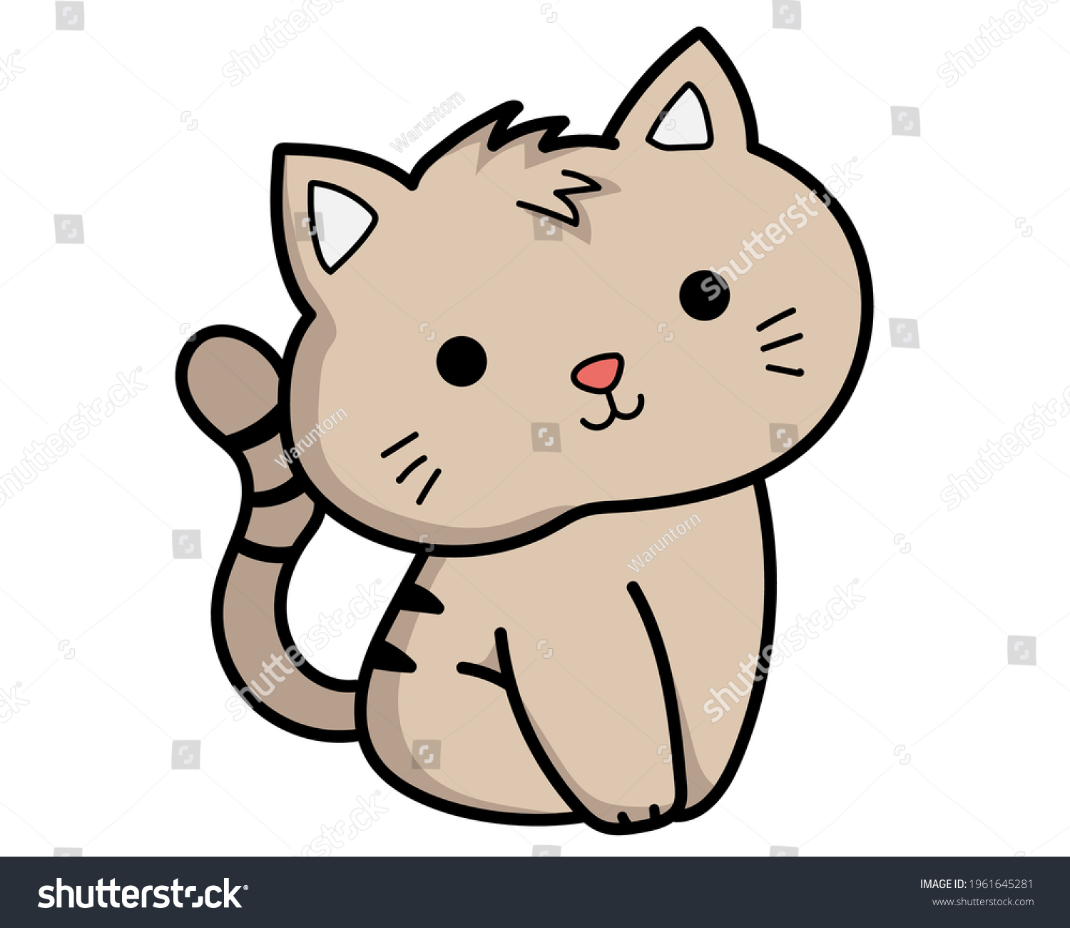 Cute Cat Line Cartoon Vector Stock Vector (Royalty Free) 1961645281