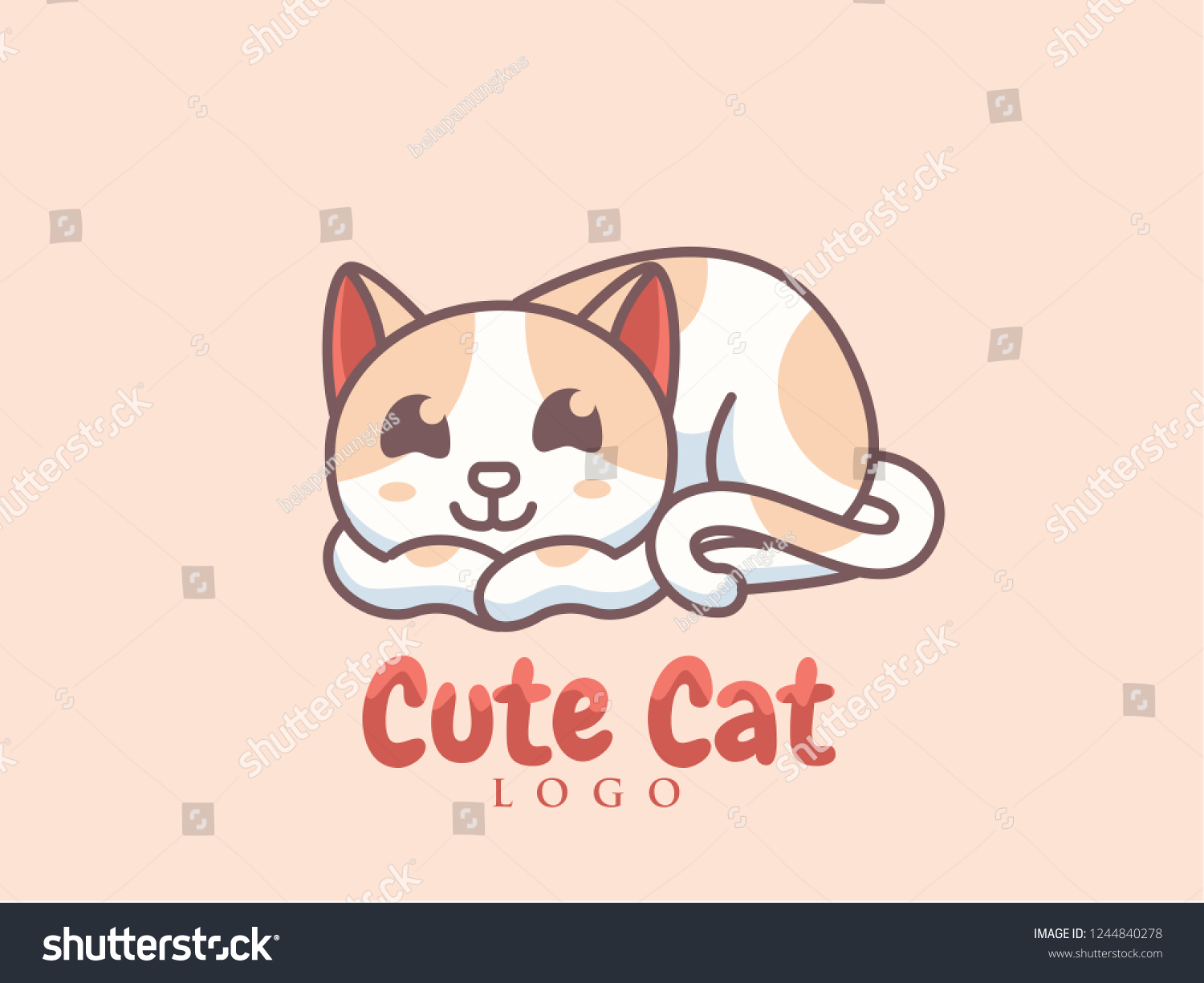Cute Cat Logo Design Stock Vector (Royalty Free) 1244840278