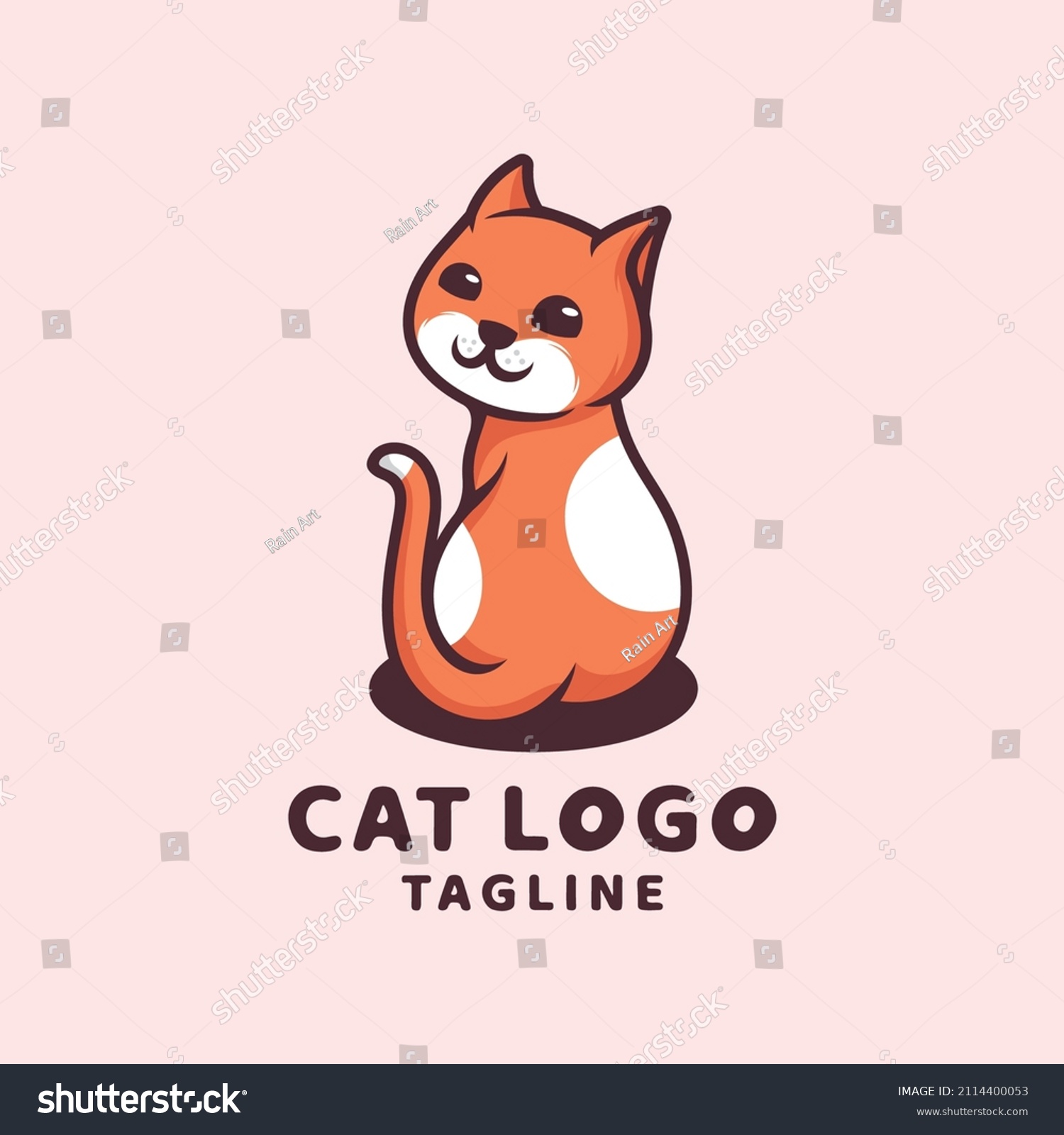 Cute Cat Logo Design Template Stock Vector (Royalty Free) 2114400053 ...