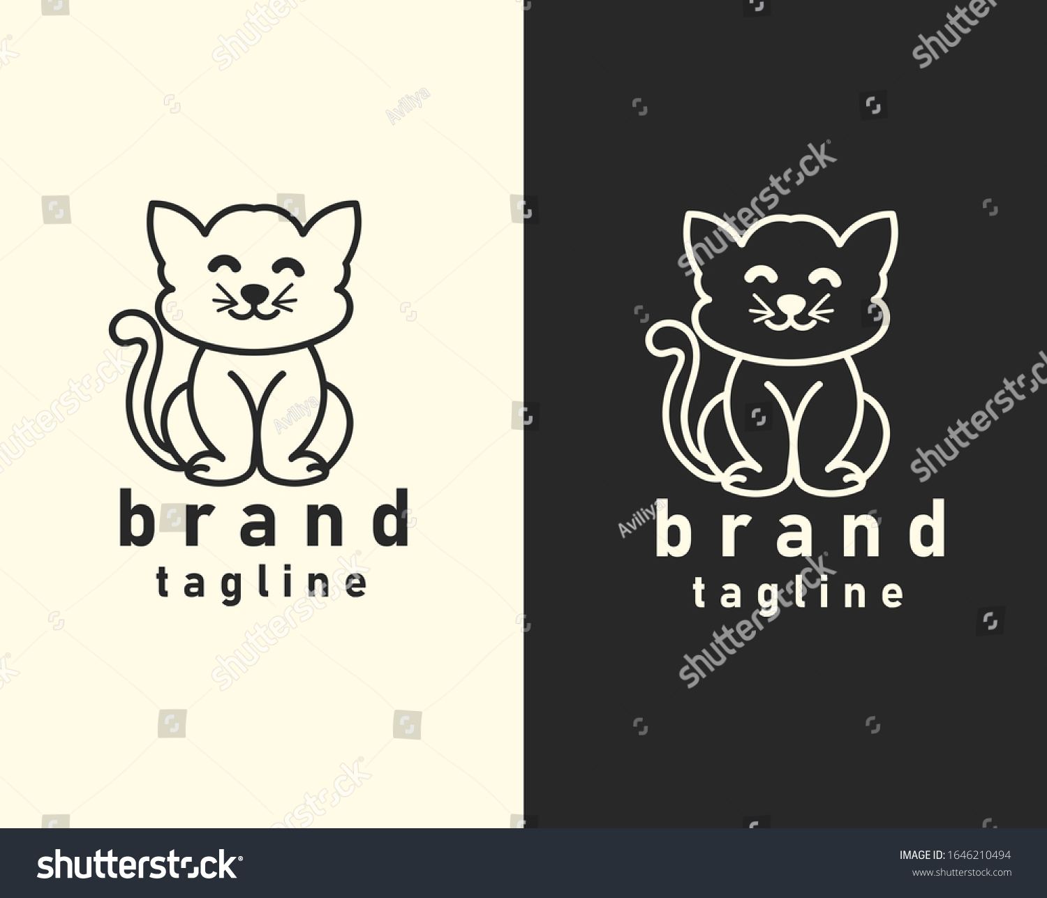 Cute Cat Logo Design Template Vector Stock Vector (Royalty Free) 1646210494