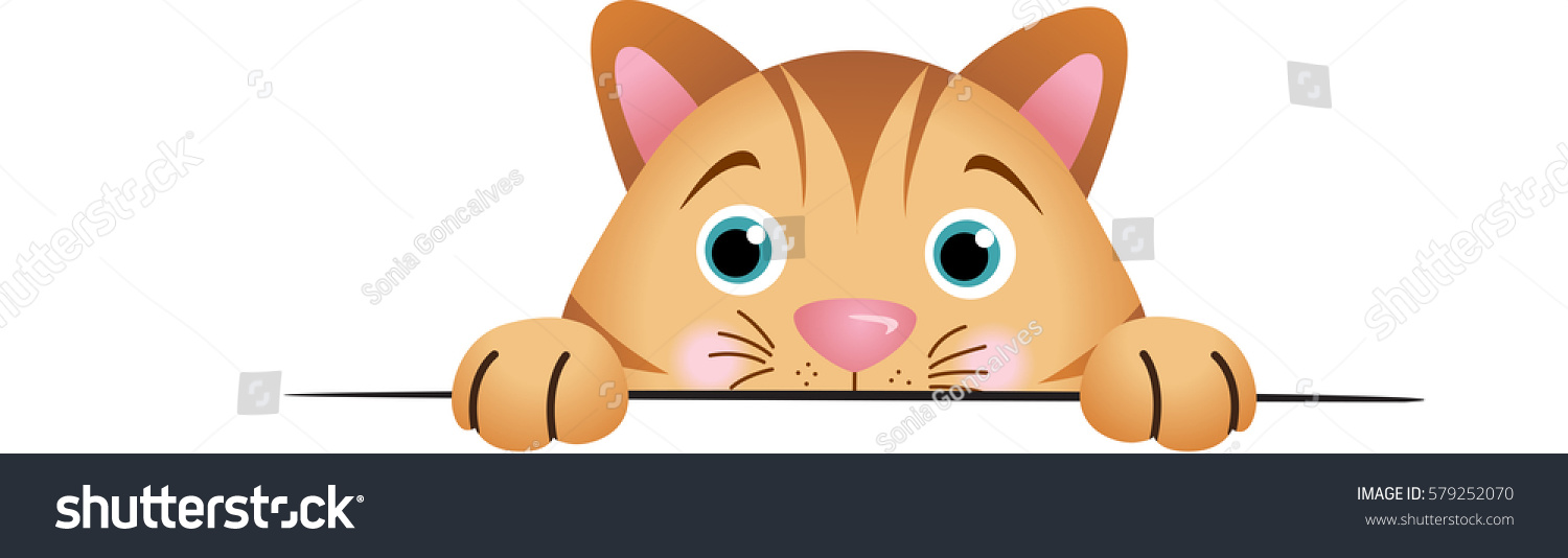 Cute Cat Peeking Stock Vector (Royalty Free) 579252070