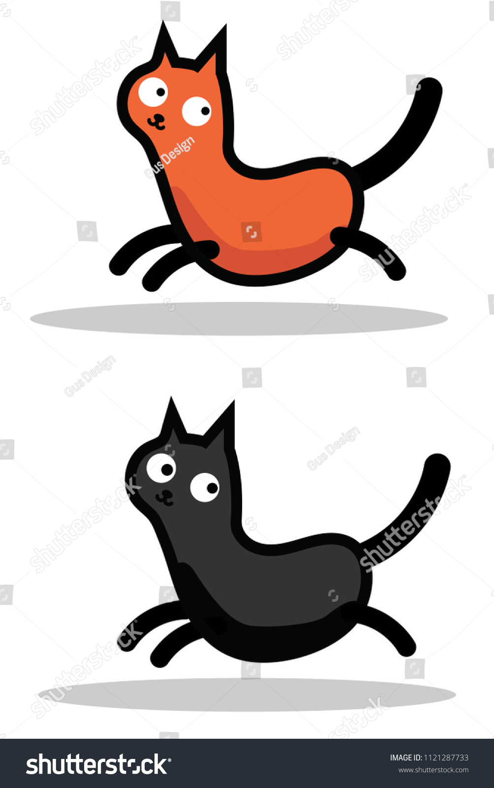 Cute Cat Running Happy Stock Vector (Royalty Free) 1121287733 ...