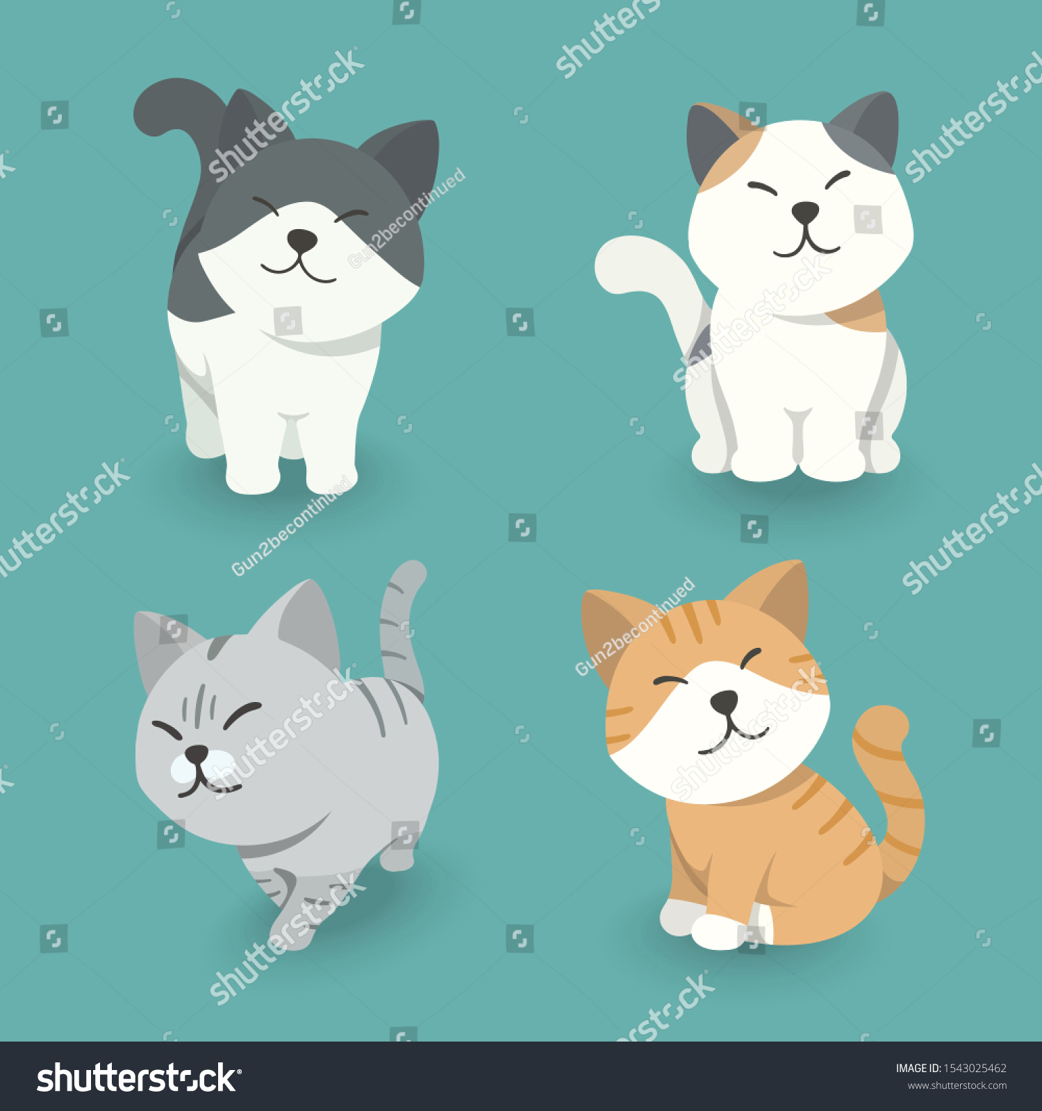 Cute Cat Set Vector Illustration Stock Vector (Royalty Free) 1543025462 ...