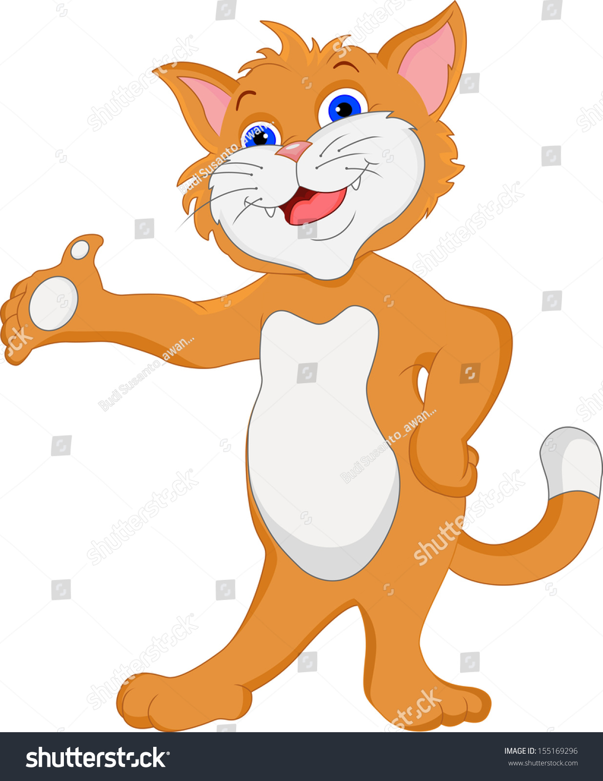 Cute Cat Waving Cartoon Stock Vector (Royalty Free) 155169296 ...
