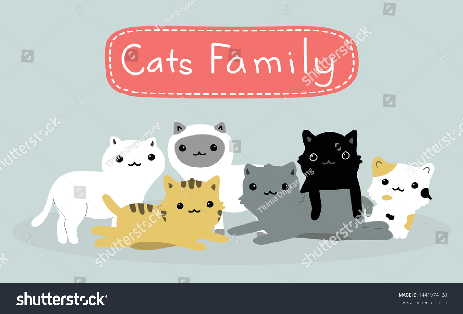 Cute Cats Set Cartoon Vector 库存矢量图(免版税)1441974188 Shutterstock