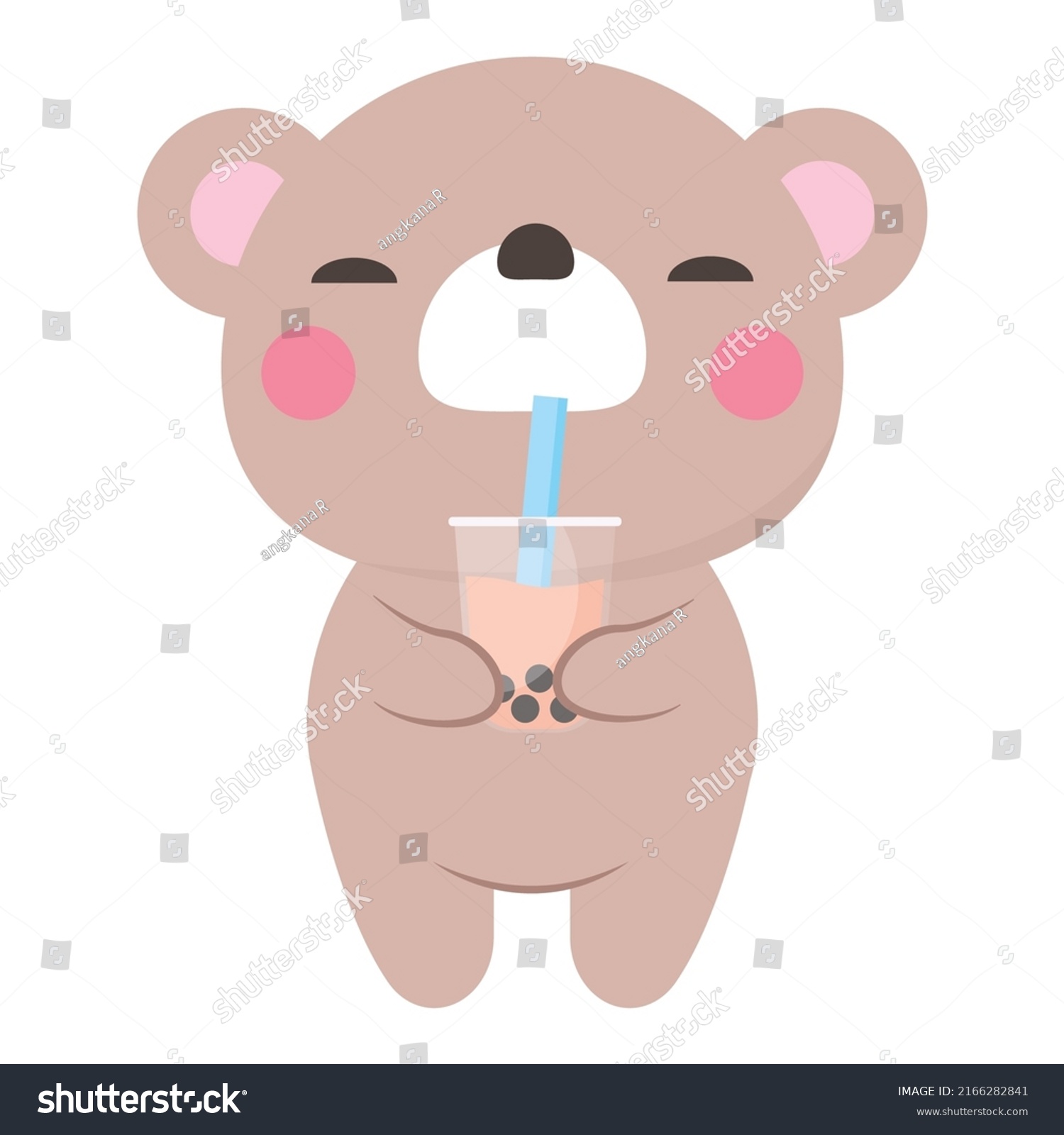 Cute Character Bear Bubble Tea Stock Vector (Royalty Free) 2166282841 ...