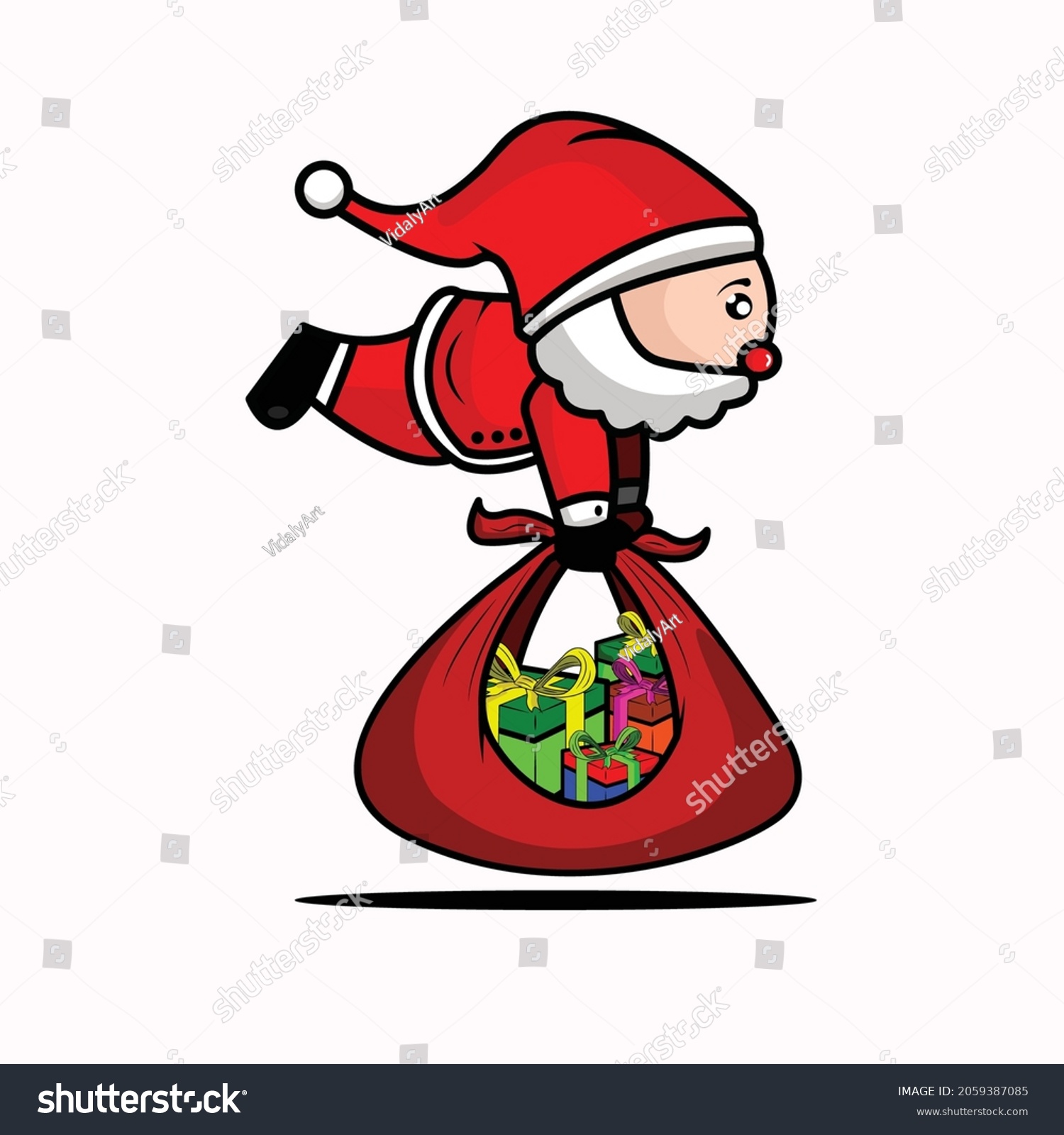 Cute Character Flying Santa Clause Stock Vector (Royalty Free ...