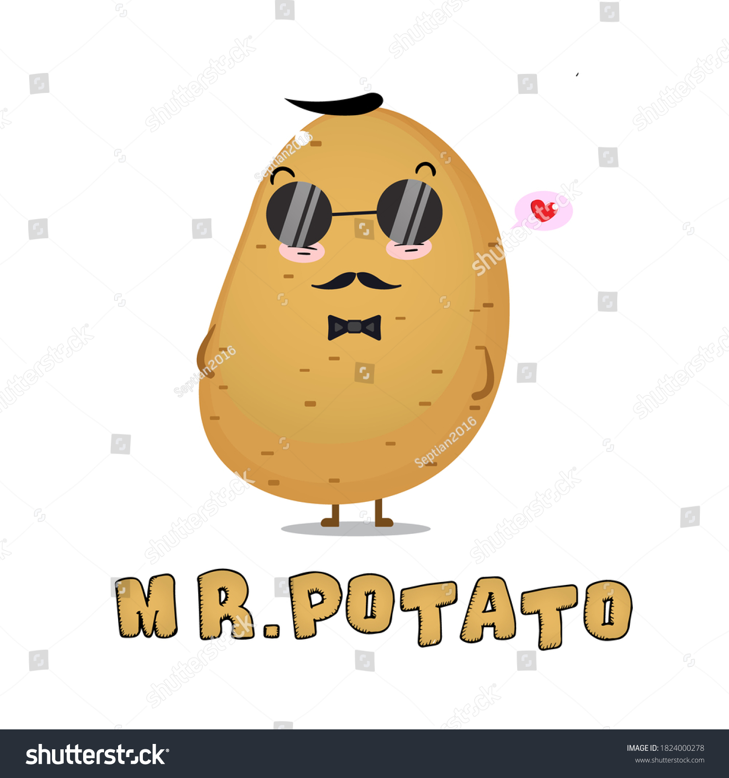Cute Character Mr Potato Vector Eps Stock Vector (Royalty Free) 1824000278
