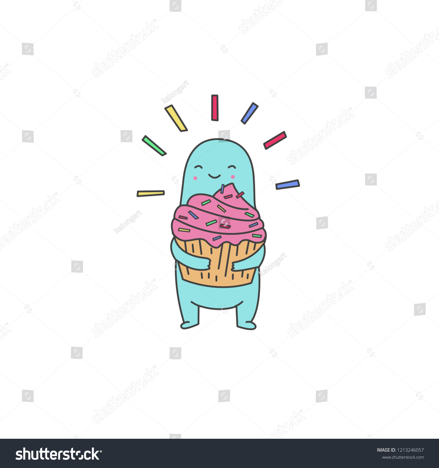 Cute Characters Carrying Cake Stock Vector (Royalty Free) 1213246057 ...