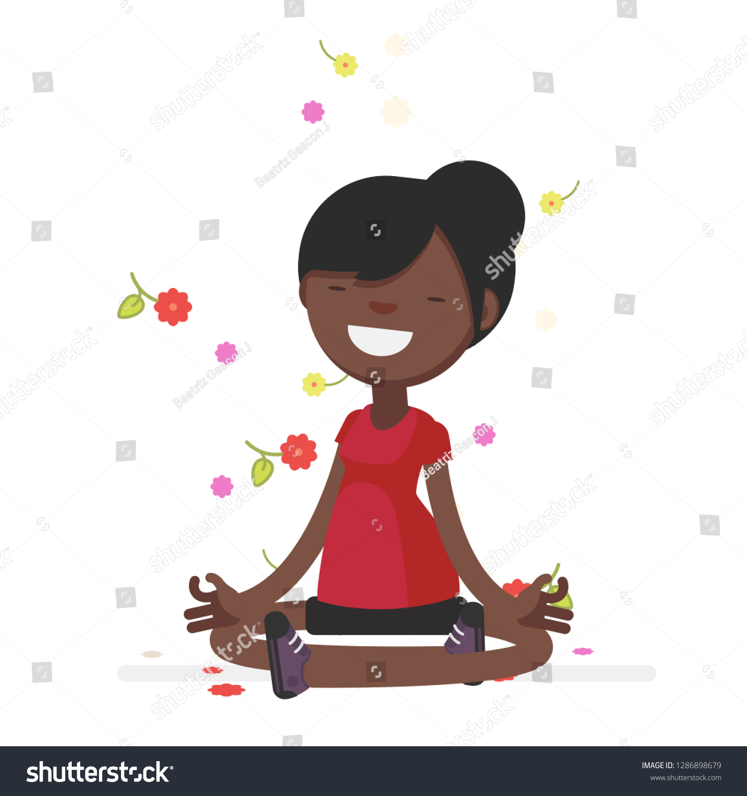 Cute Characters Meditating Vector Illustration Stock Vector (Royalty ...