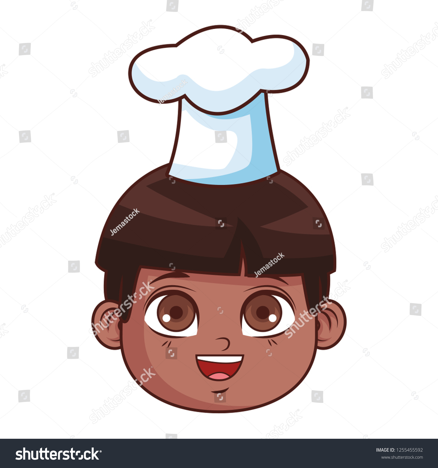 Cute Chef Boy Face Cartoon Stock Vector (Royalty Free) 1255455592 ...