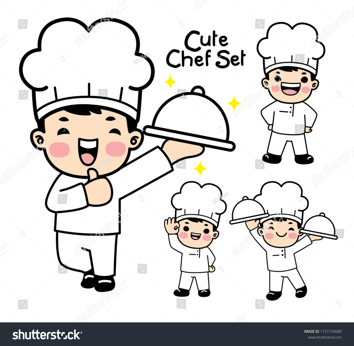 Cute Chef Character Design Set: vetor stock (livre de direitos ...