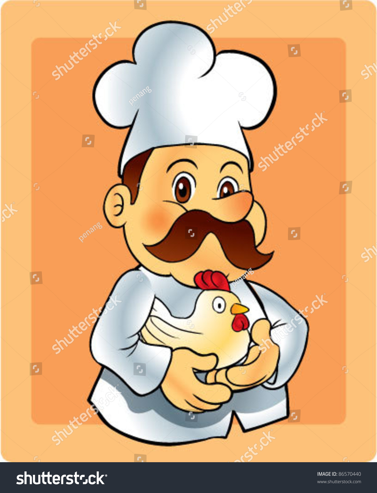Cute Chef Holding Chicken Stock Vector (Royalty Free) 86570440 ...