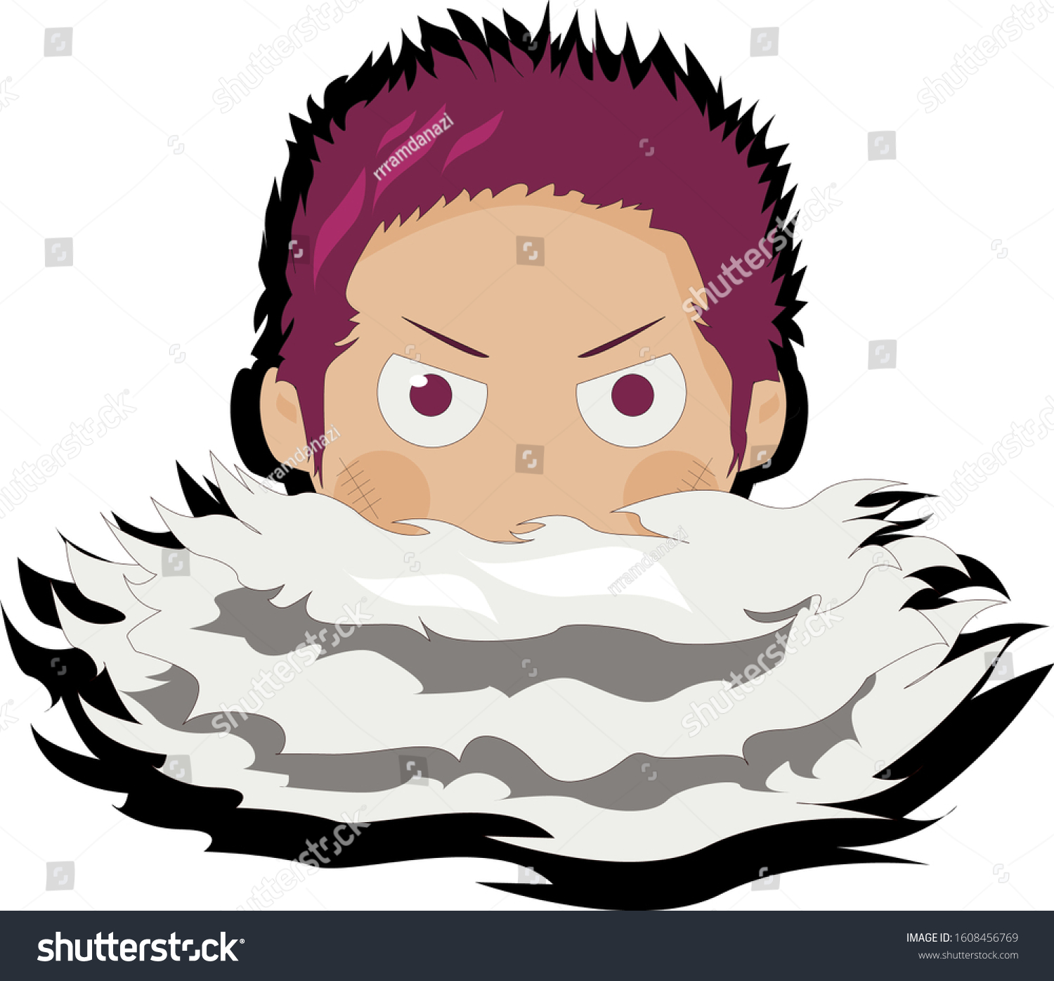 Cute Chibi Character Anime Head Stock Vector (Royalty Free) 1608456769