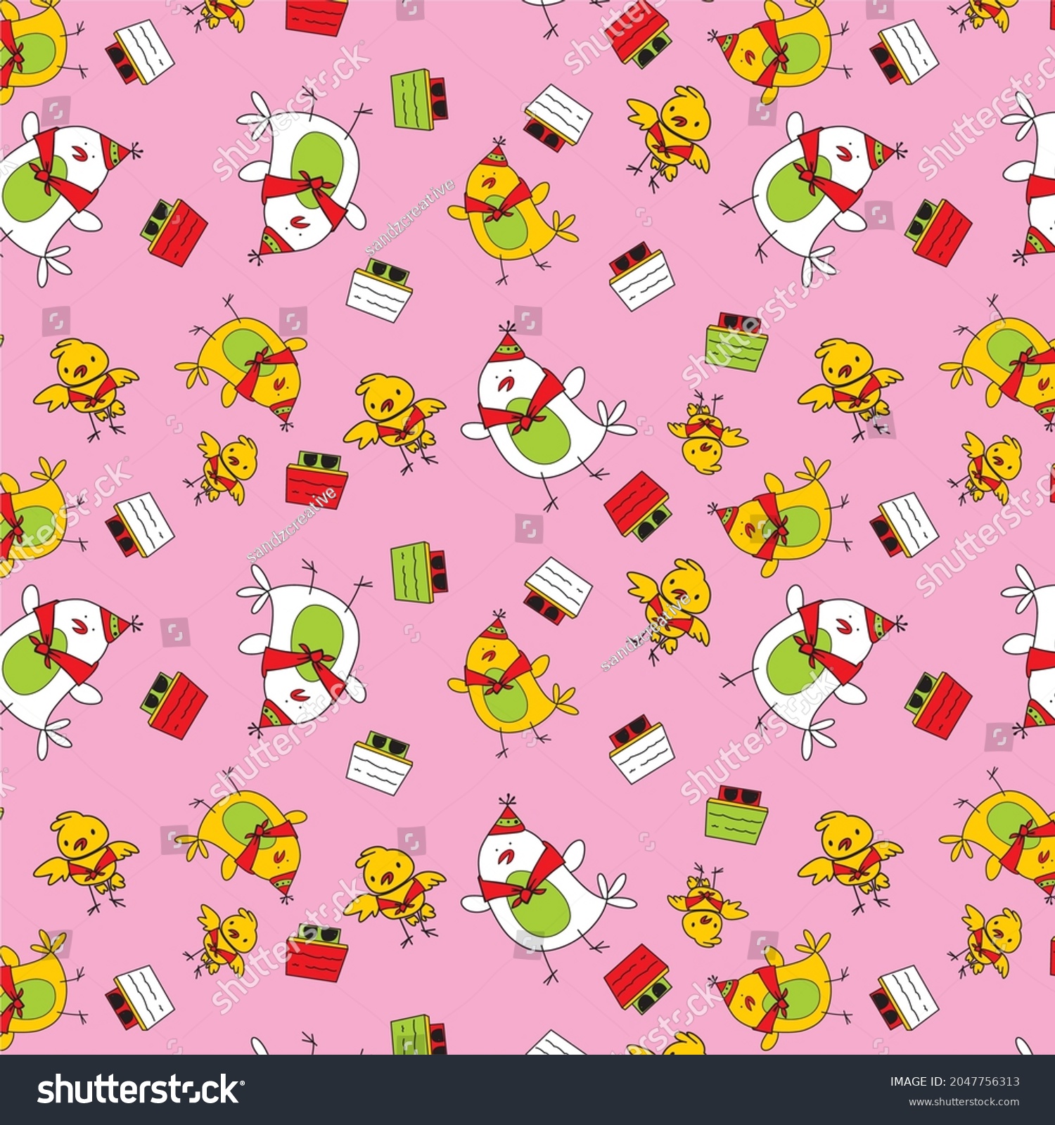Cute Chicken Pattern Background Wallpaper Vector Stock Vector (Royalty ...