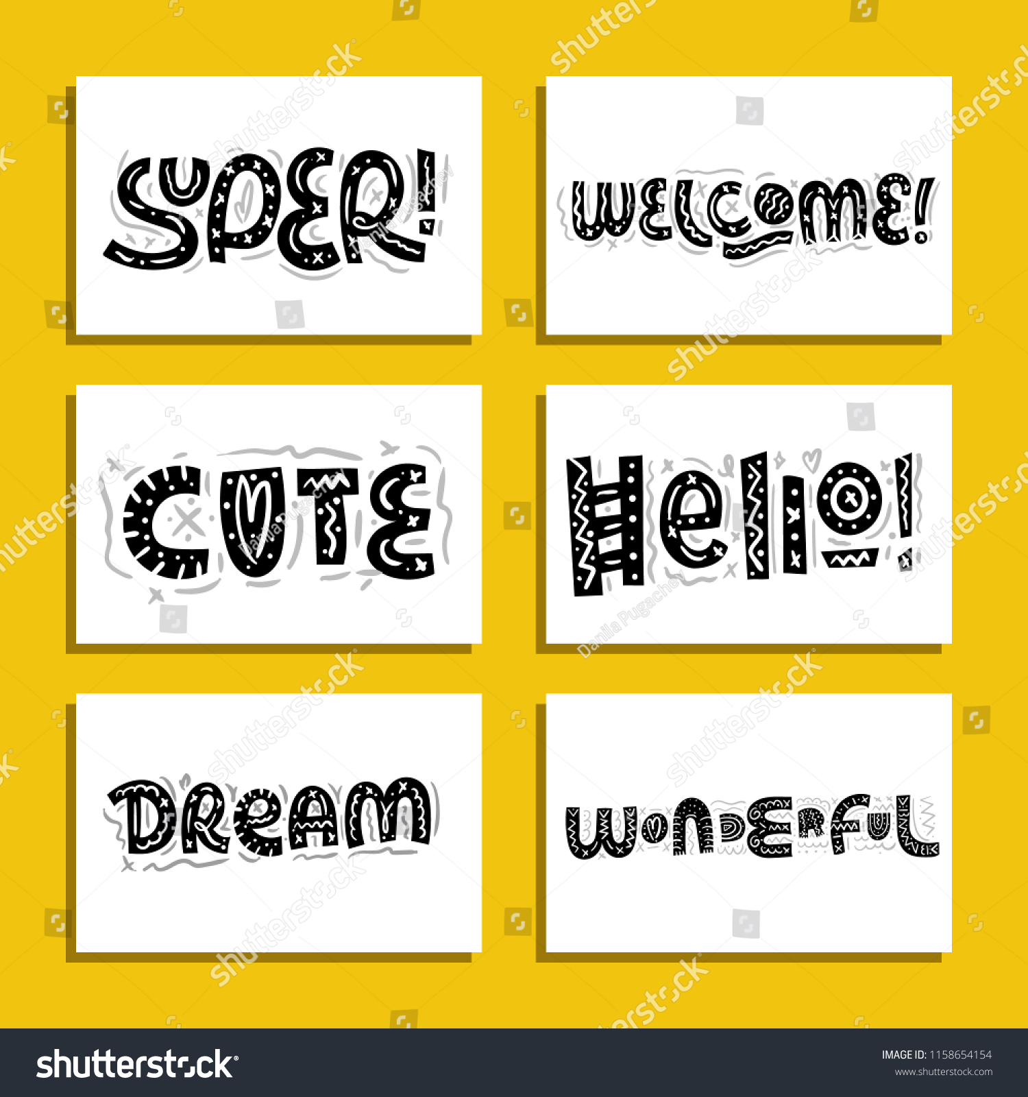 Cute Childrens Card Set Vector Illustration Stock Vector (Royalty Free ...