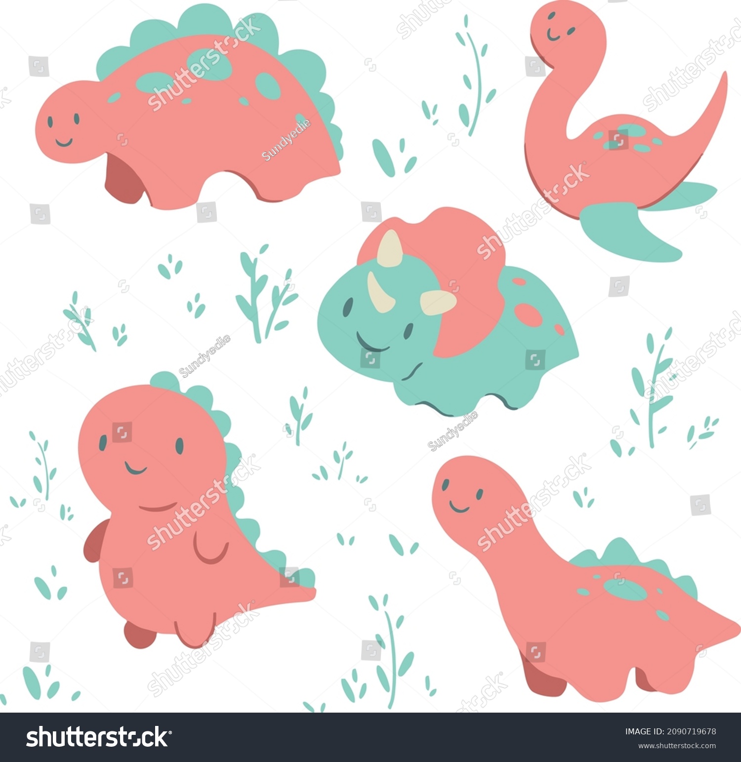 Cute Childrens Clipart Dinosaurs Textile Pattern Stock Vector (Royalty ...