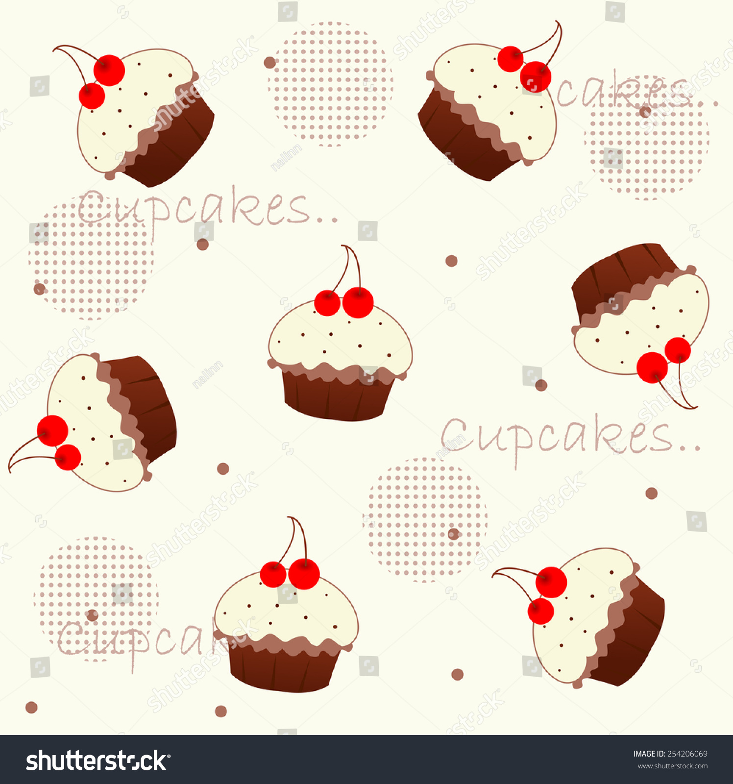 Cute Chocolate Cupcakes Pattern Texture Stock Vector (Royalty Free ...